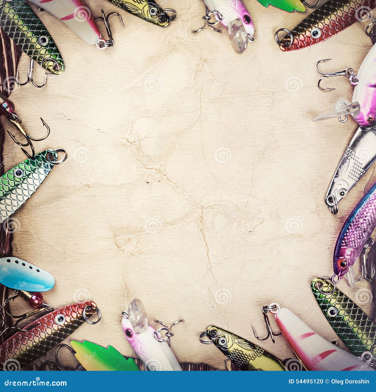 Frame with Spinner Lures and Fishing Bait Stock Photo - Image of ...