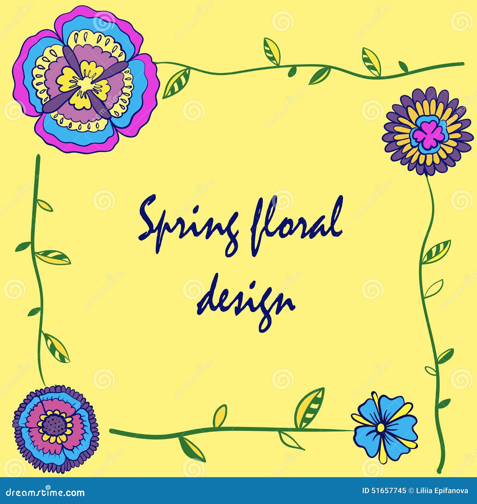 Frame Spring Colorful Flowers Stock Vector - Illustration of mood ...