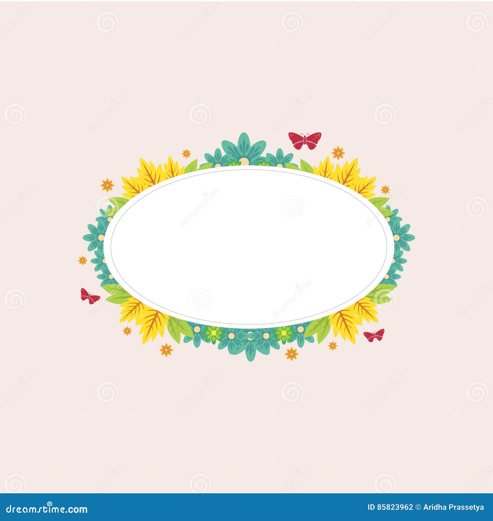 Frame of Spring Flower and Butterfly Stock Vector - Illustration of ...