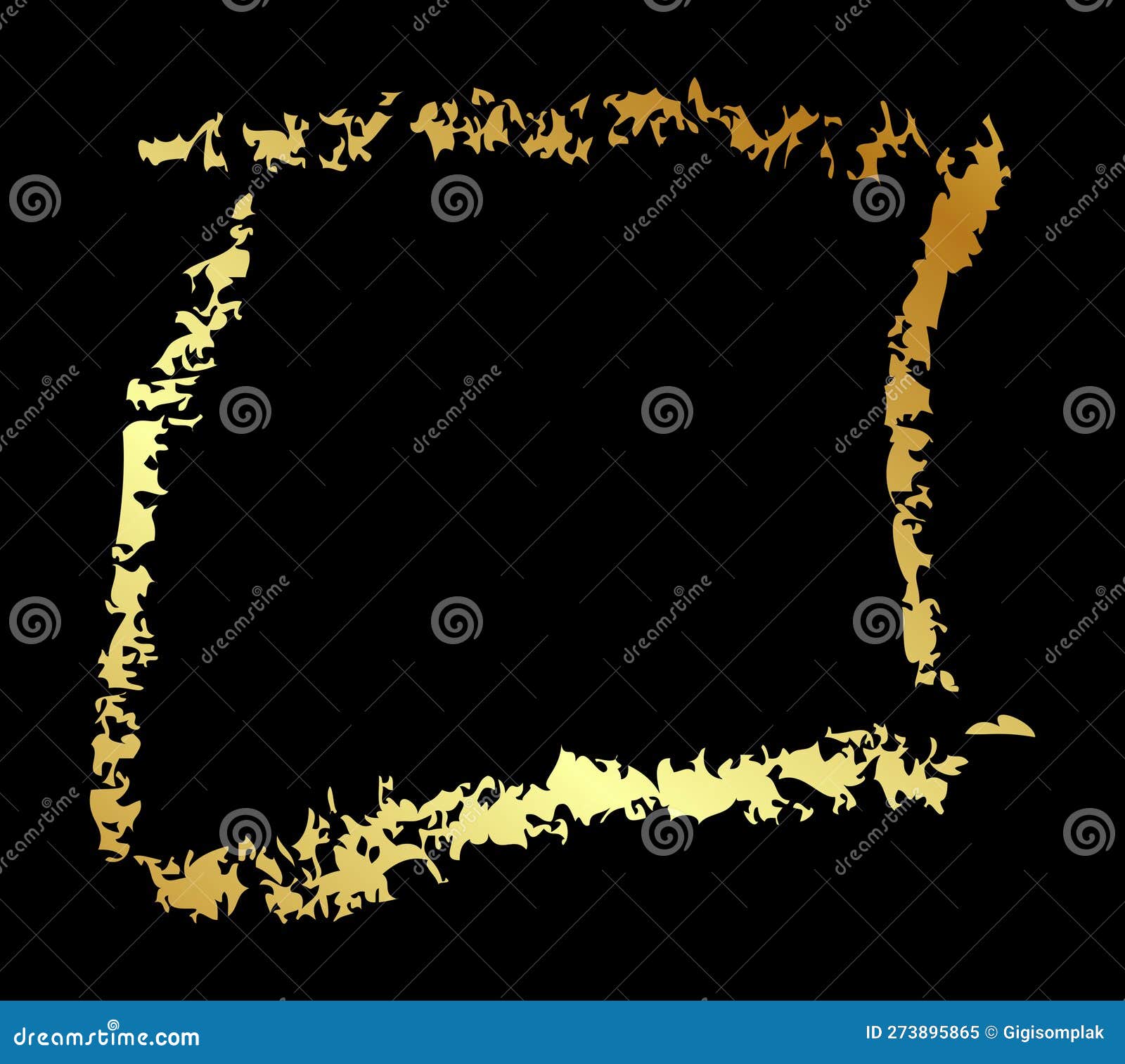 Vector Simple Gold Golden Crayon Sketch Square Frame Stock Vector ...