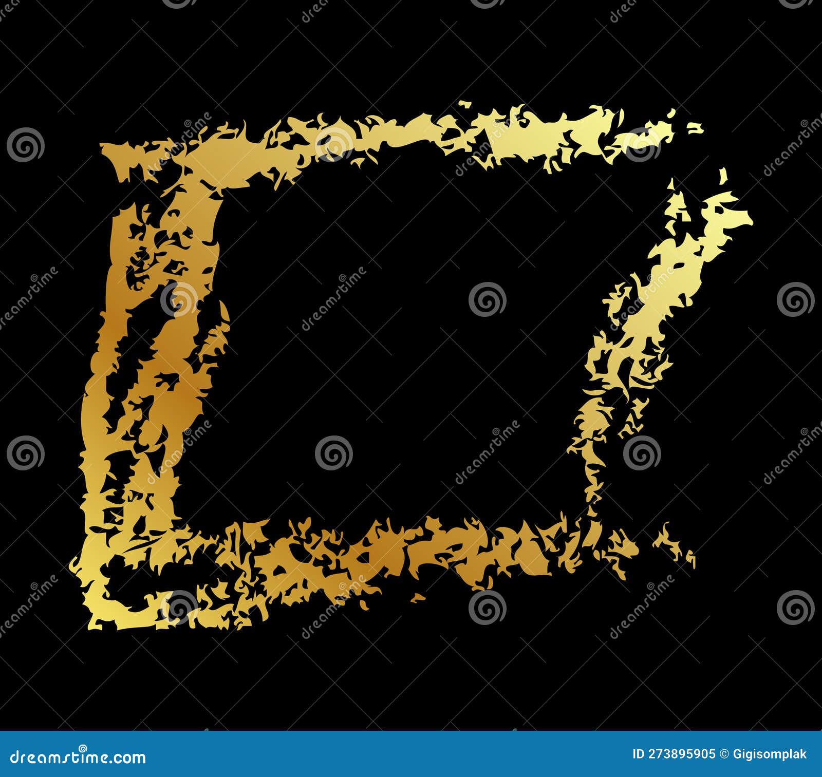 Vector Simple Gold Golden Crayon Sketch Square Frame Stock Vector ...