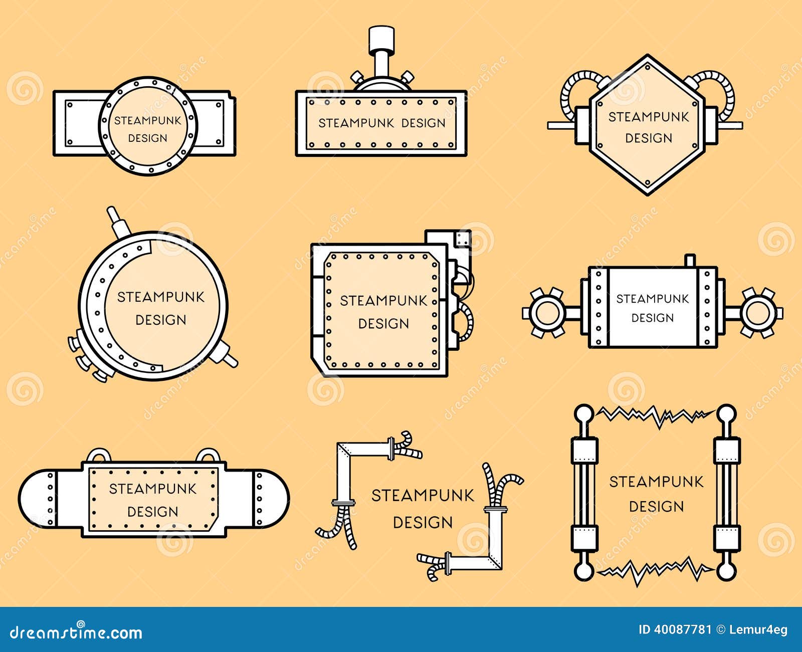 Frame in steampunk style stock vector. Illustration of drawing - 40087781