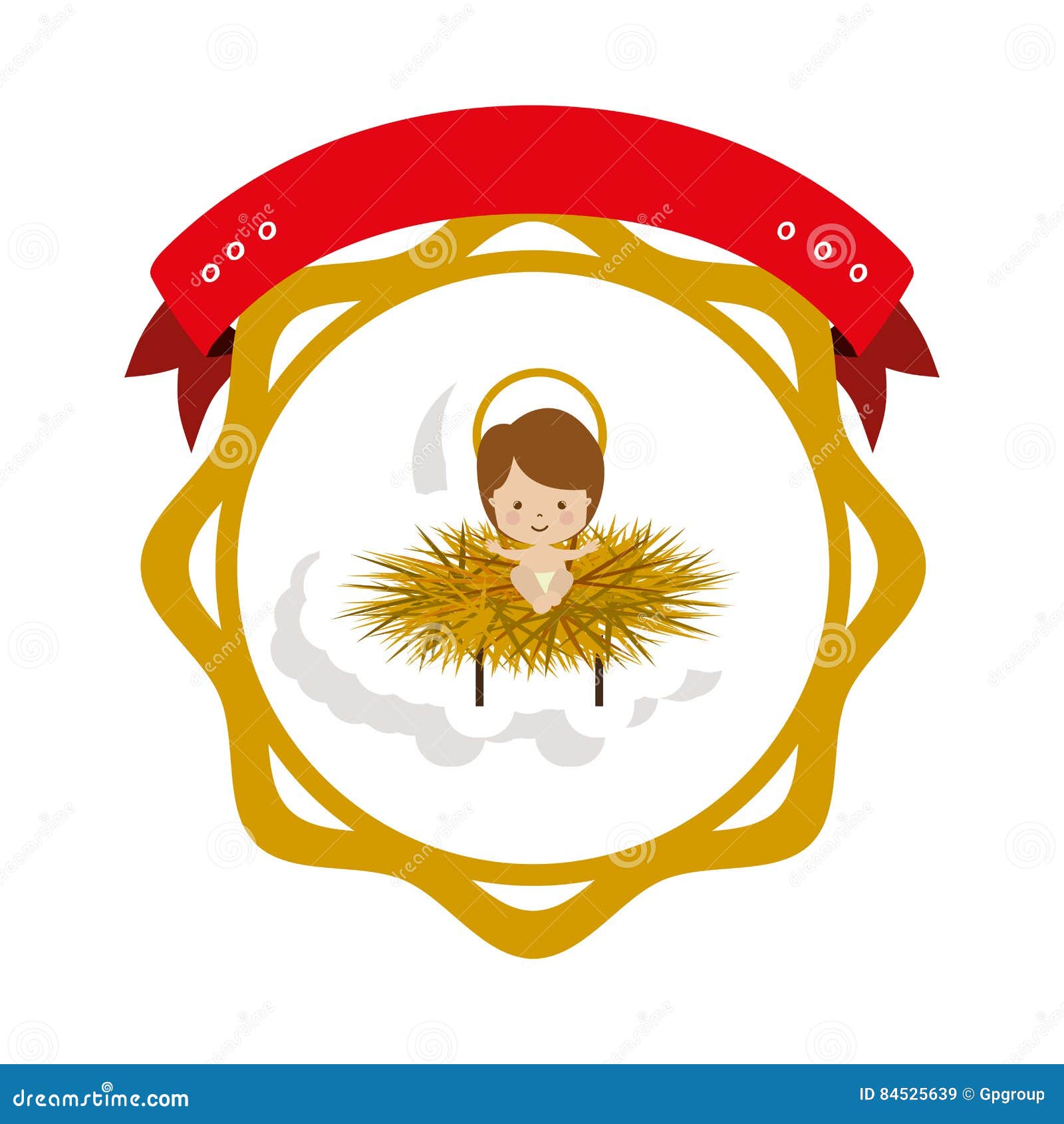 Frame Sticker with Baby Jesus and Label Stock Vector - Illustration of ...