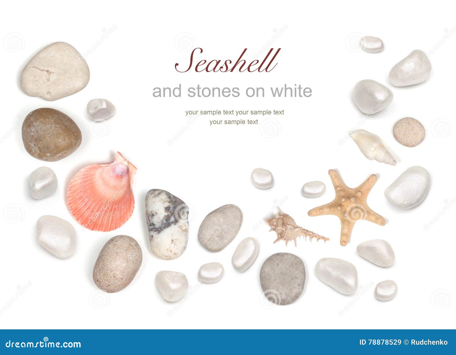 Frame of Stones and Seashell Isolated Stock Image - Image of element ...