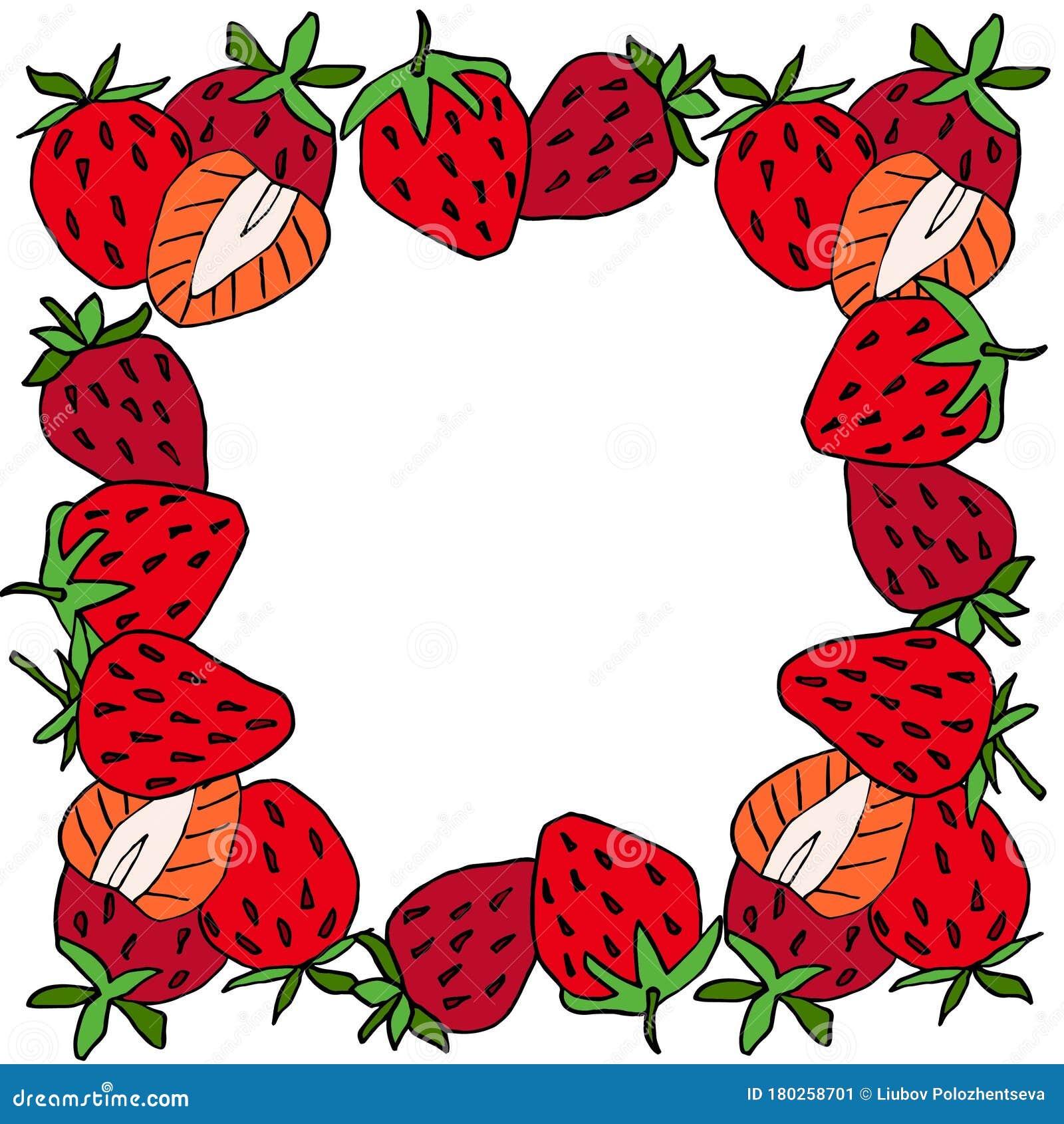 Frame with Strawberry Stock Illustration, Vector, Hand Drawing, Design ...