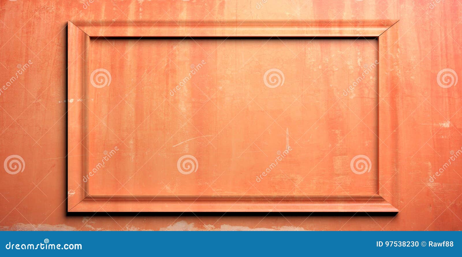Frame on Stucco Painted Wall. 3d Illustration Stock Illustration ...