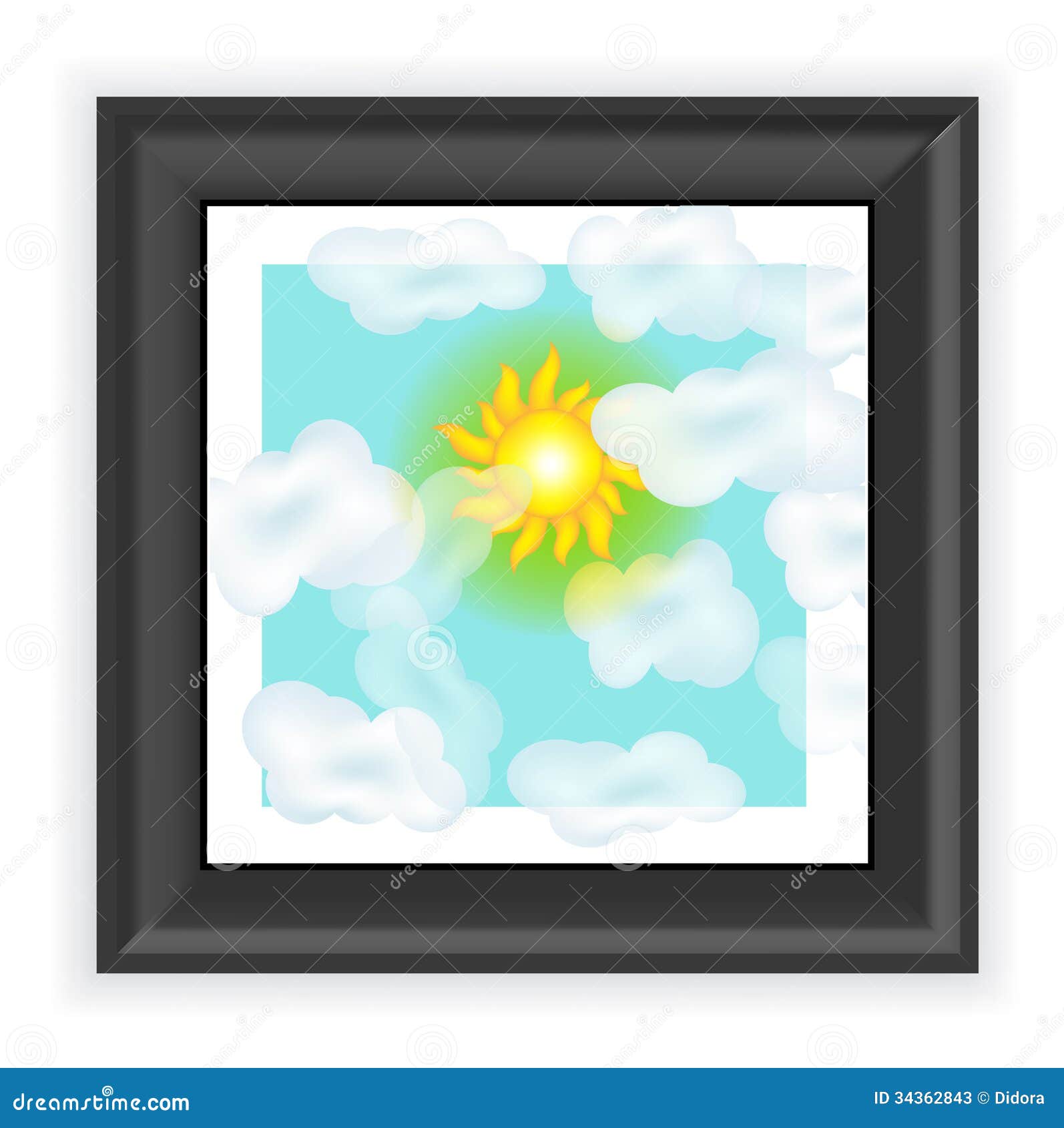 Frame with Sunny Sky Isolated on White Stock Vector - Illustration of ...