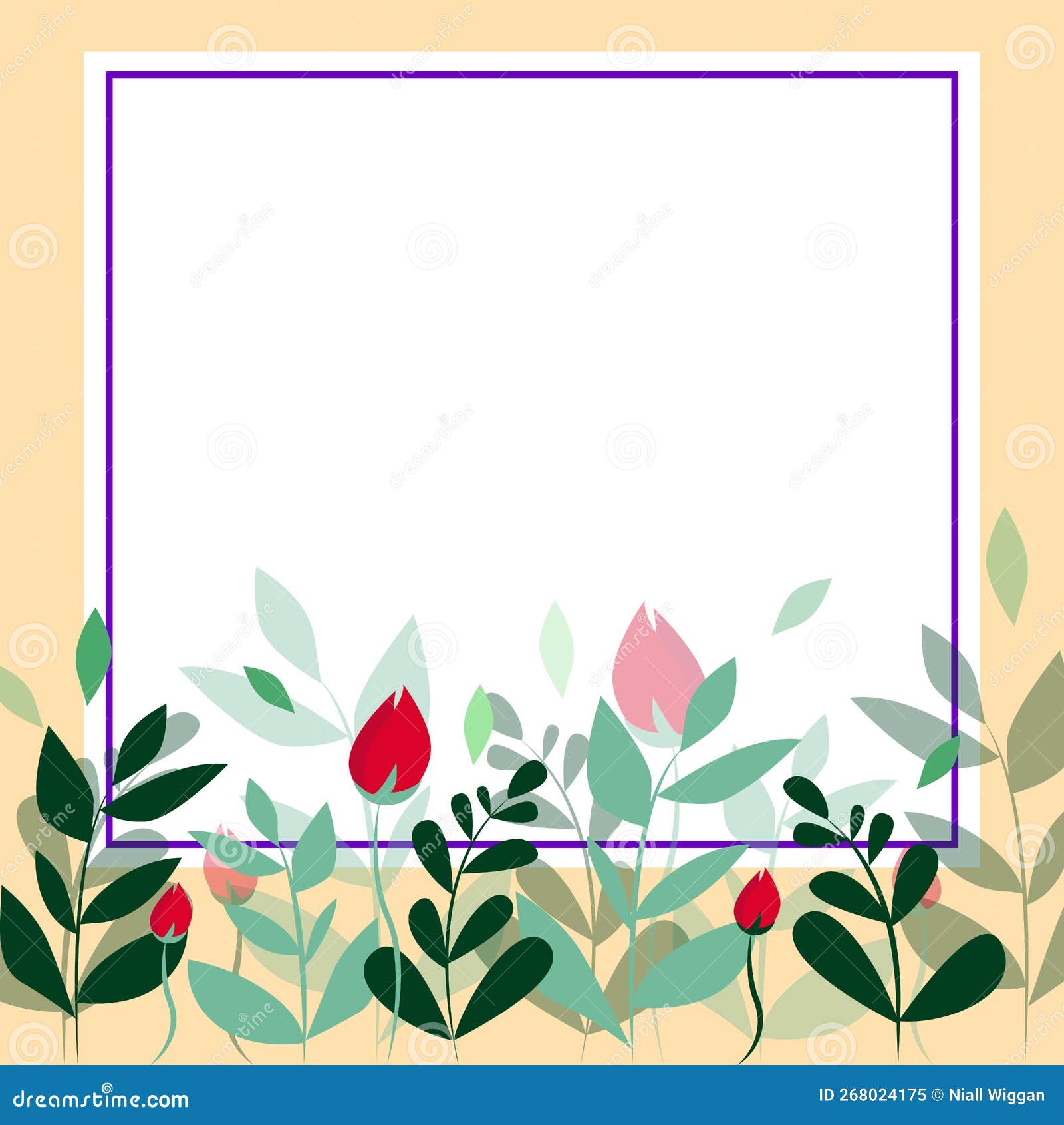 Text Frame Surrounded with Assorted Flowers Hearts and Leaves ...