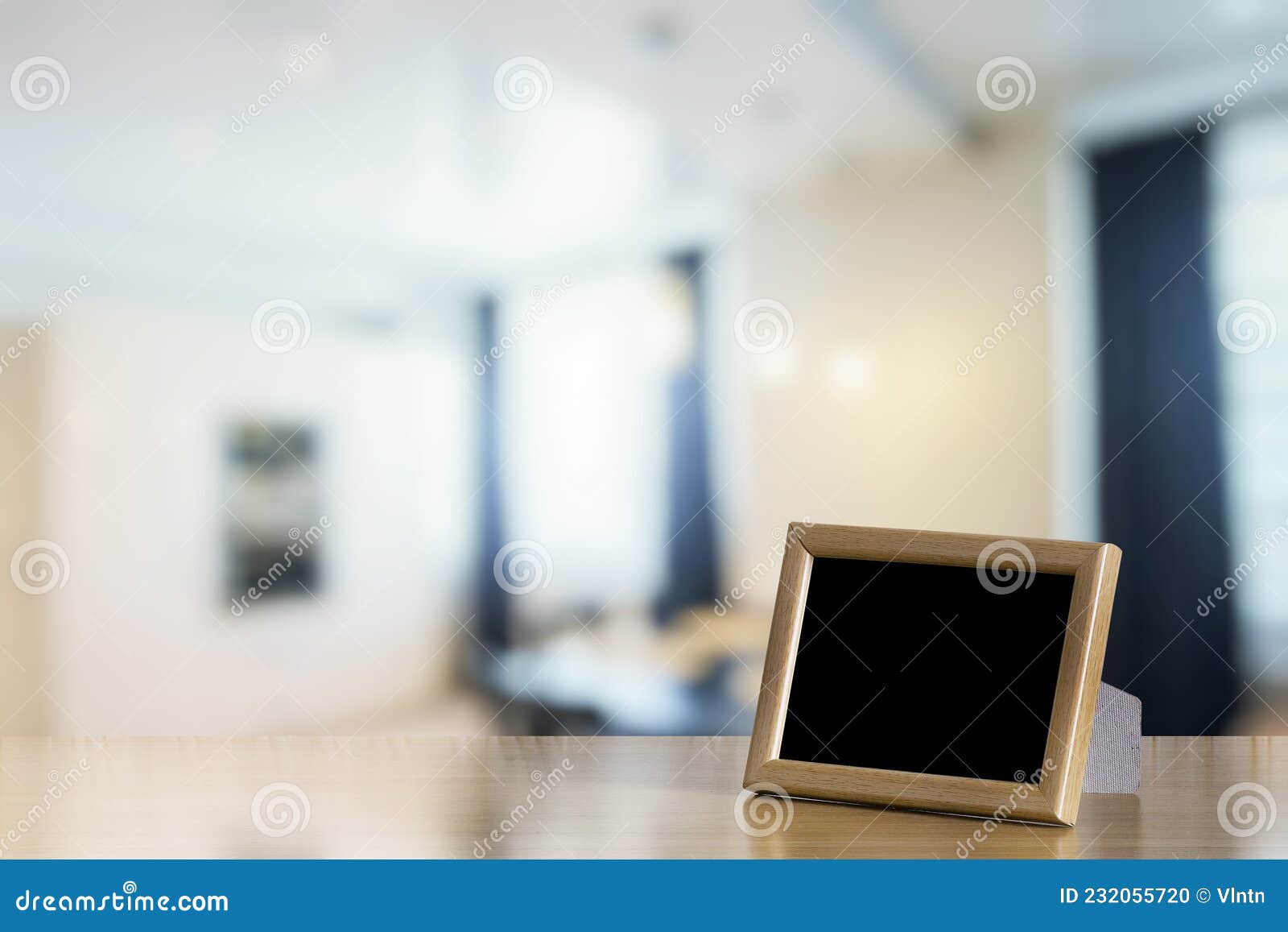 Frame on table stock photo. Image of wood, living, blur - 232055720