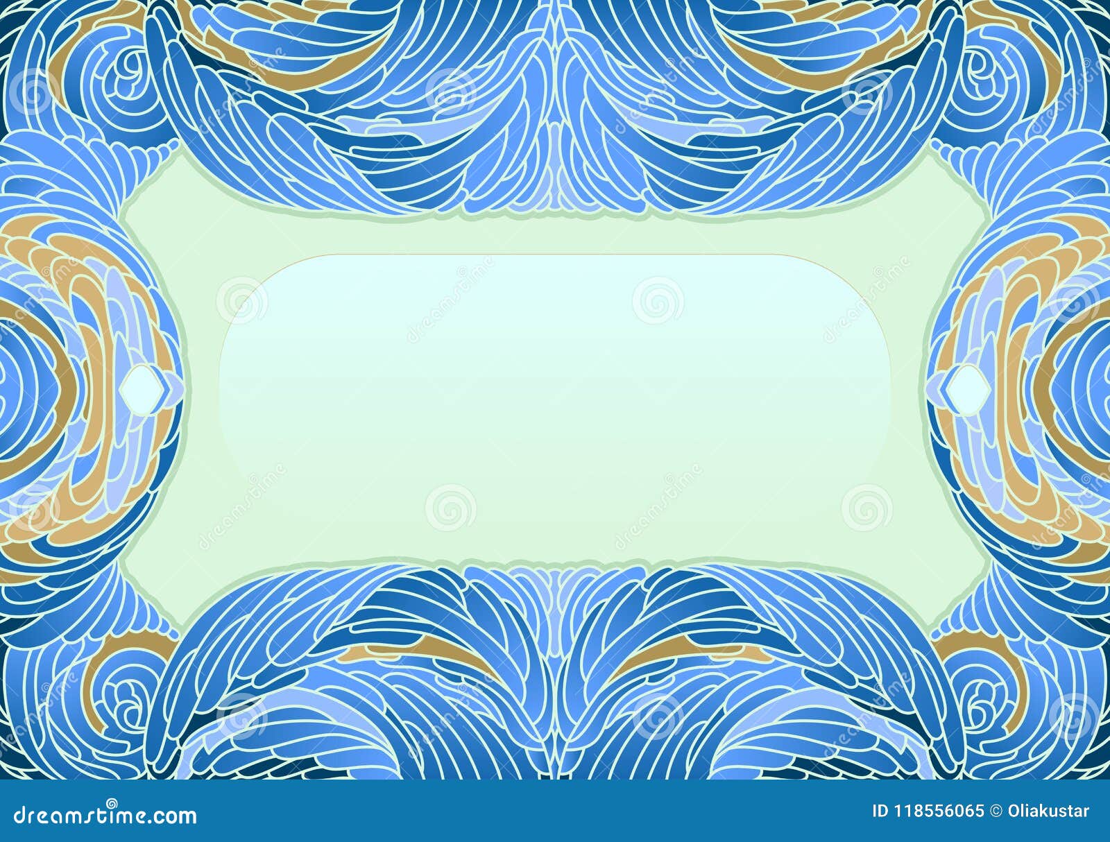Frame With Teardrop-shaped Elements Of Blue Color Scheme. Cartoon ...