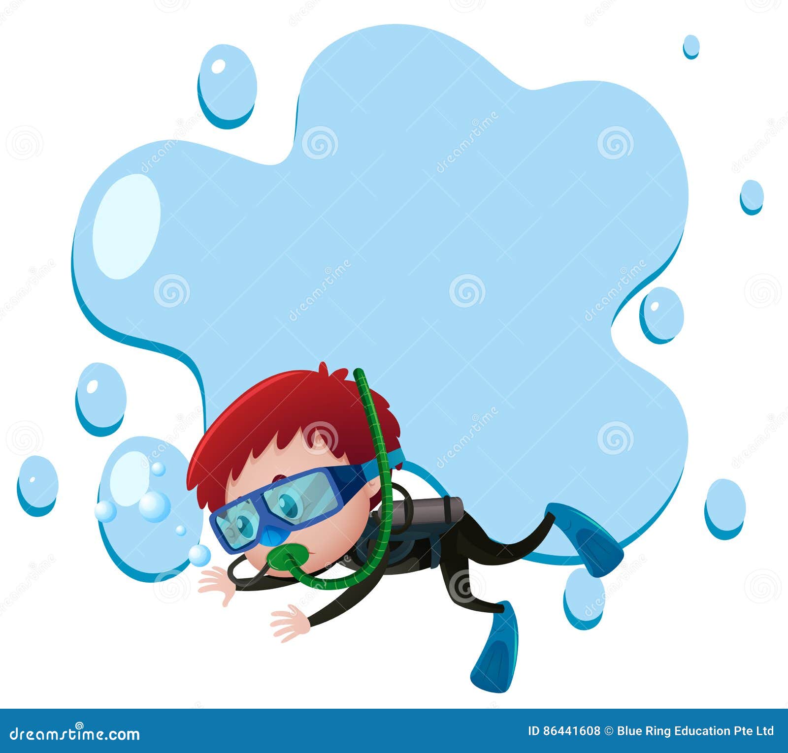 Frame Template with Boy Scuba Diving Stock Vector - Illustration of ...
