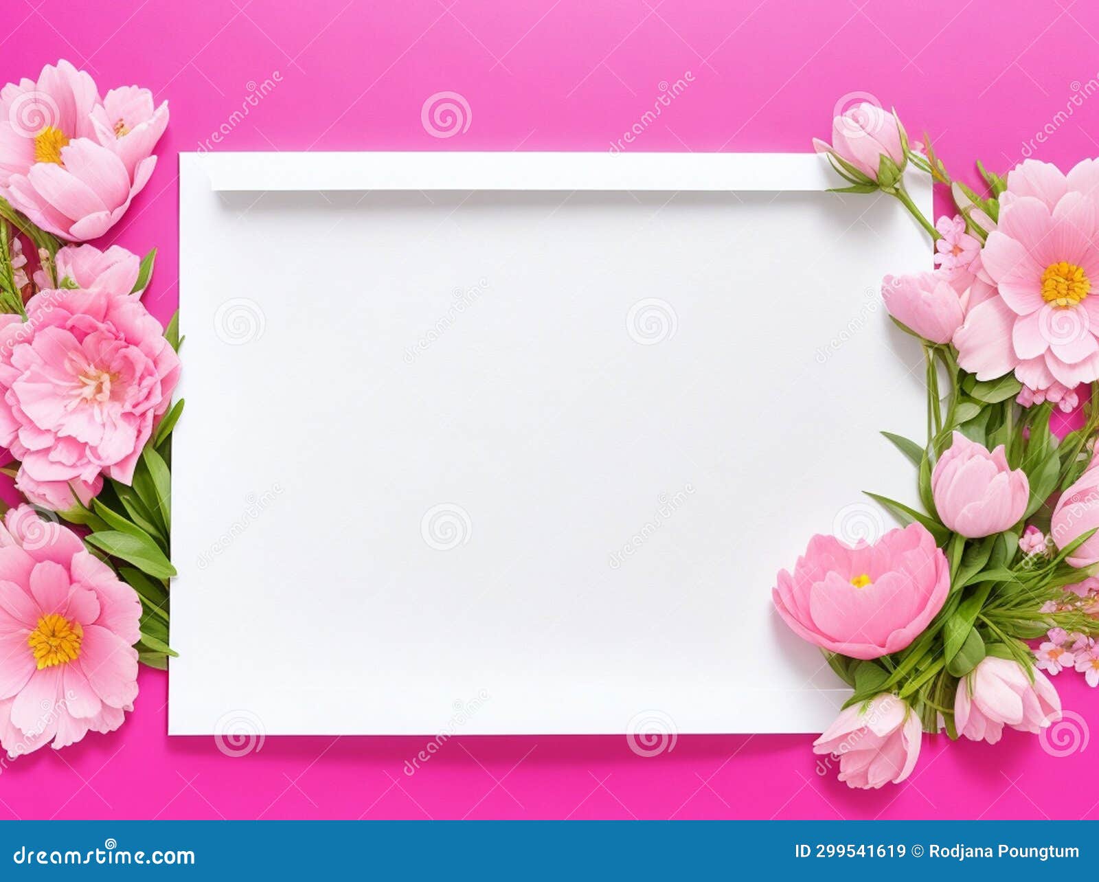 Frame Template with Colorful Pink Floral Pattern on the Top Stock ...