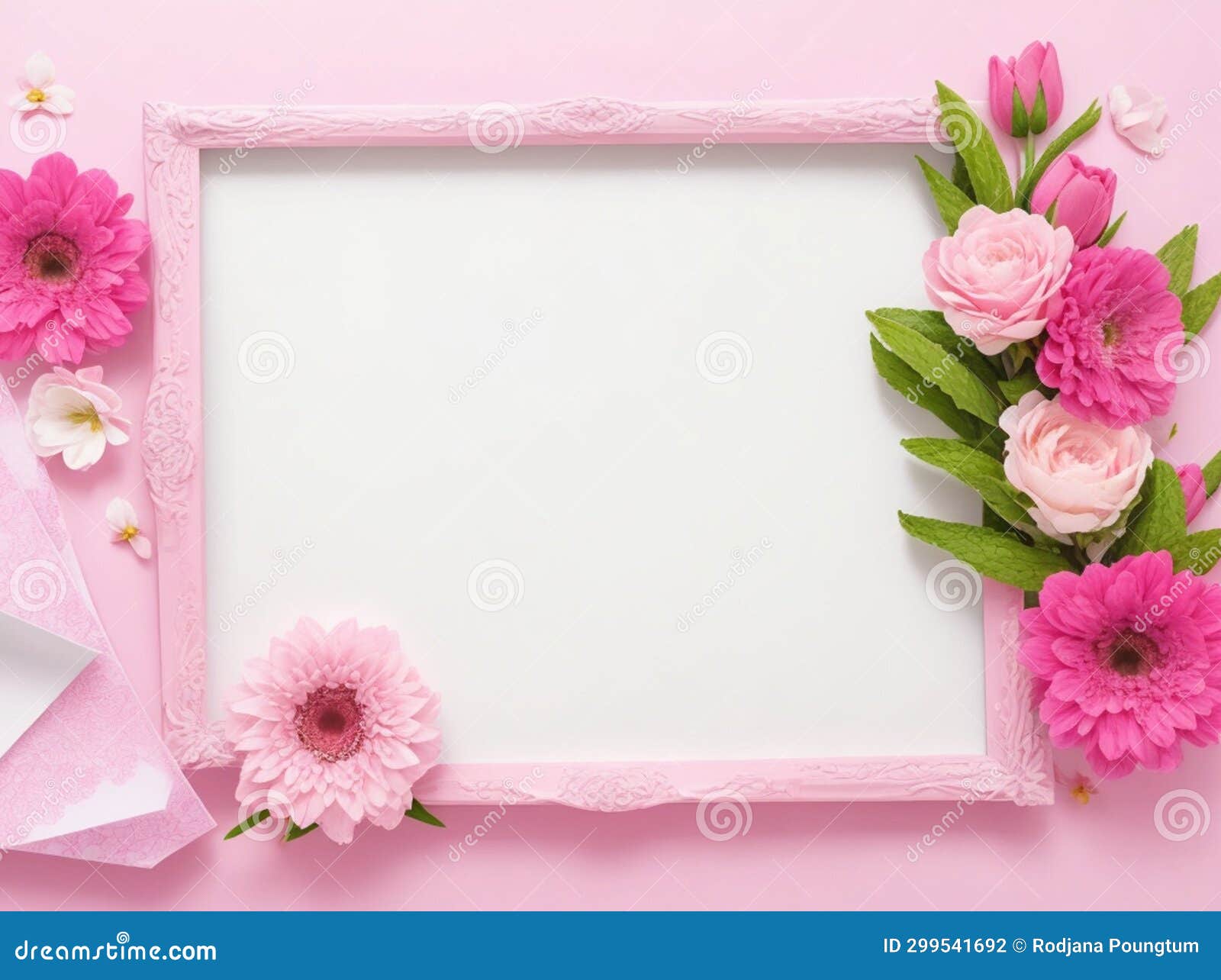 Frame Template with Colorful Pink Floral Pattern on the Top Stock ...