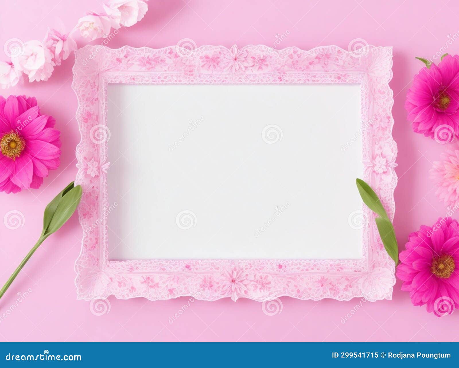 Frame Template with Colorful Pink Floral Pattern on the Top Stock ...