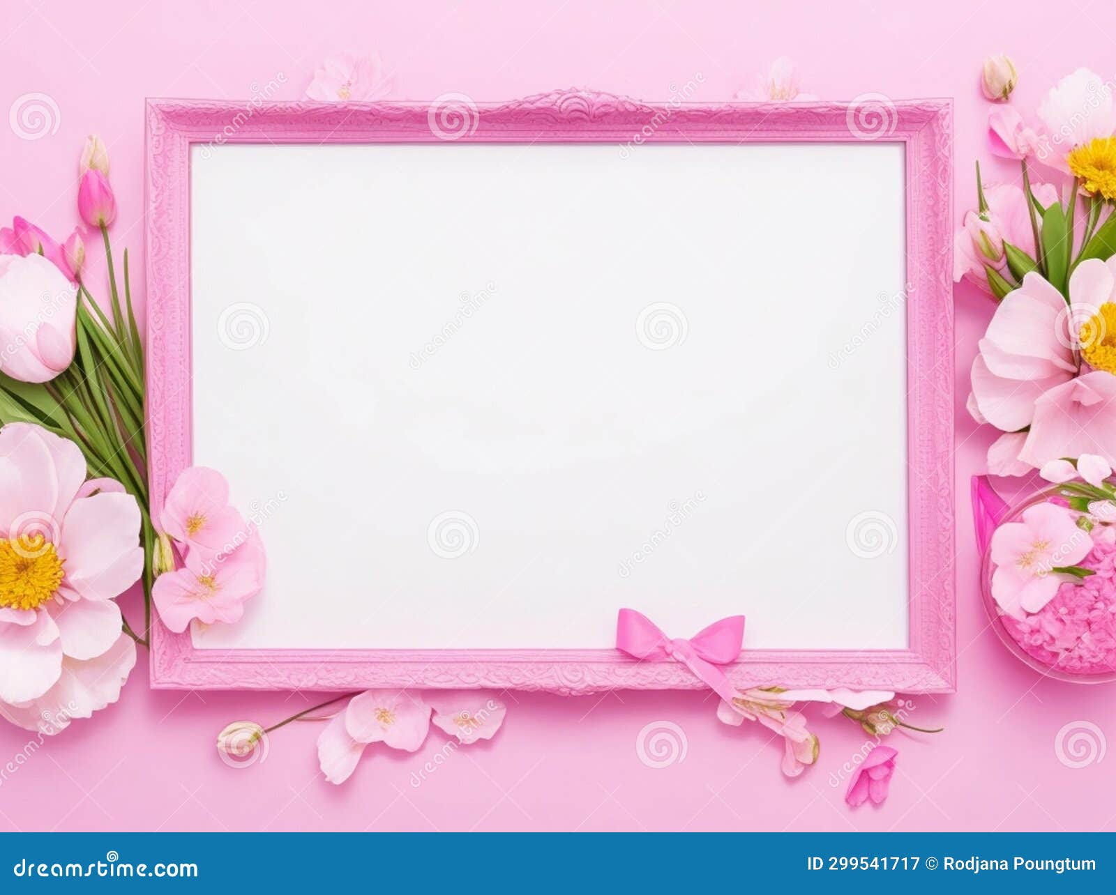 Frame Template with Colorful Pink Floral Pattern on the Top Stock ...