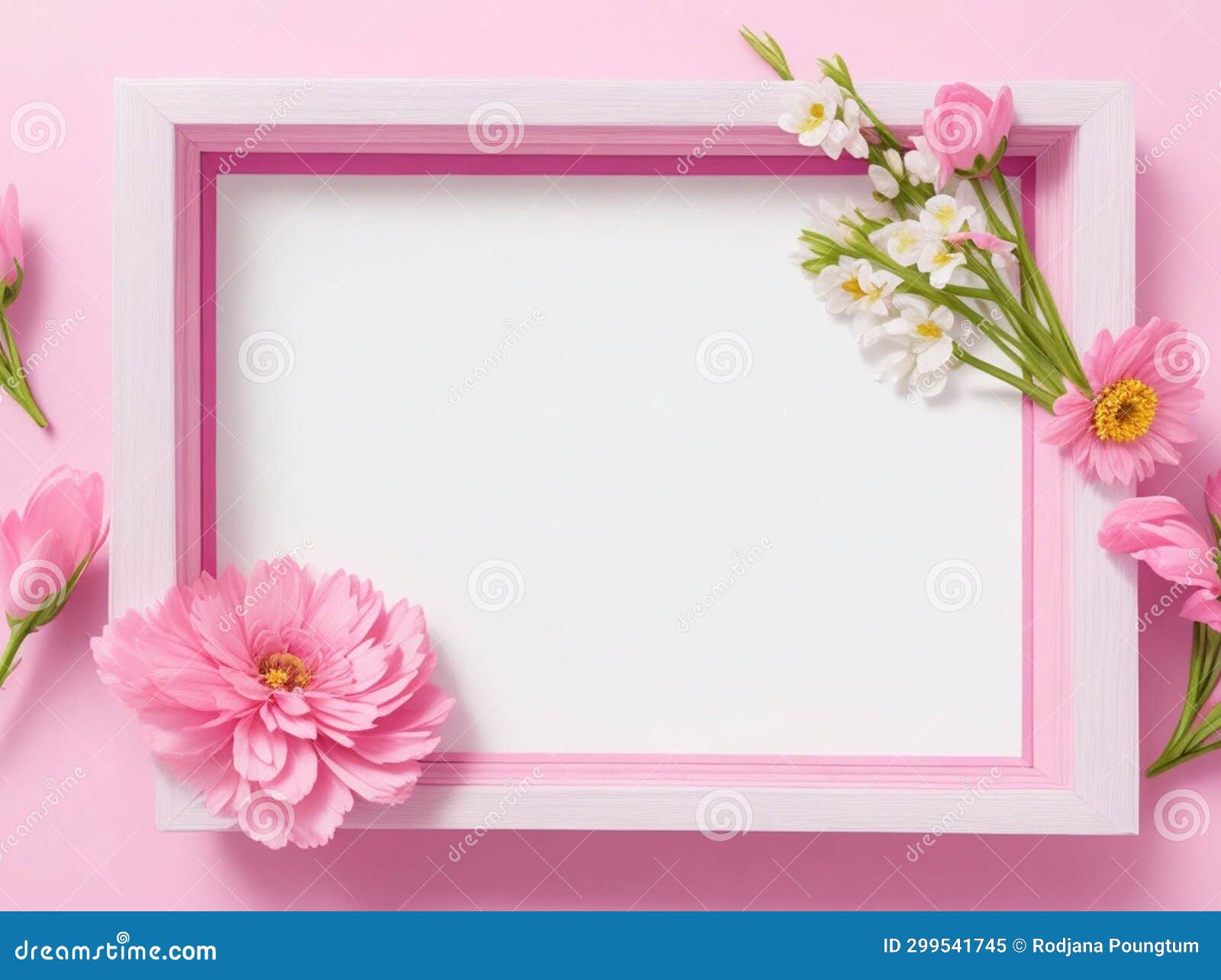 Frame Template with Colorful Pink Floral Pattern on the Top Stock ...