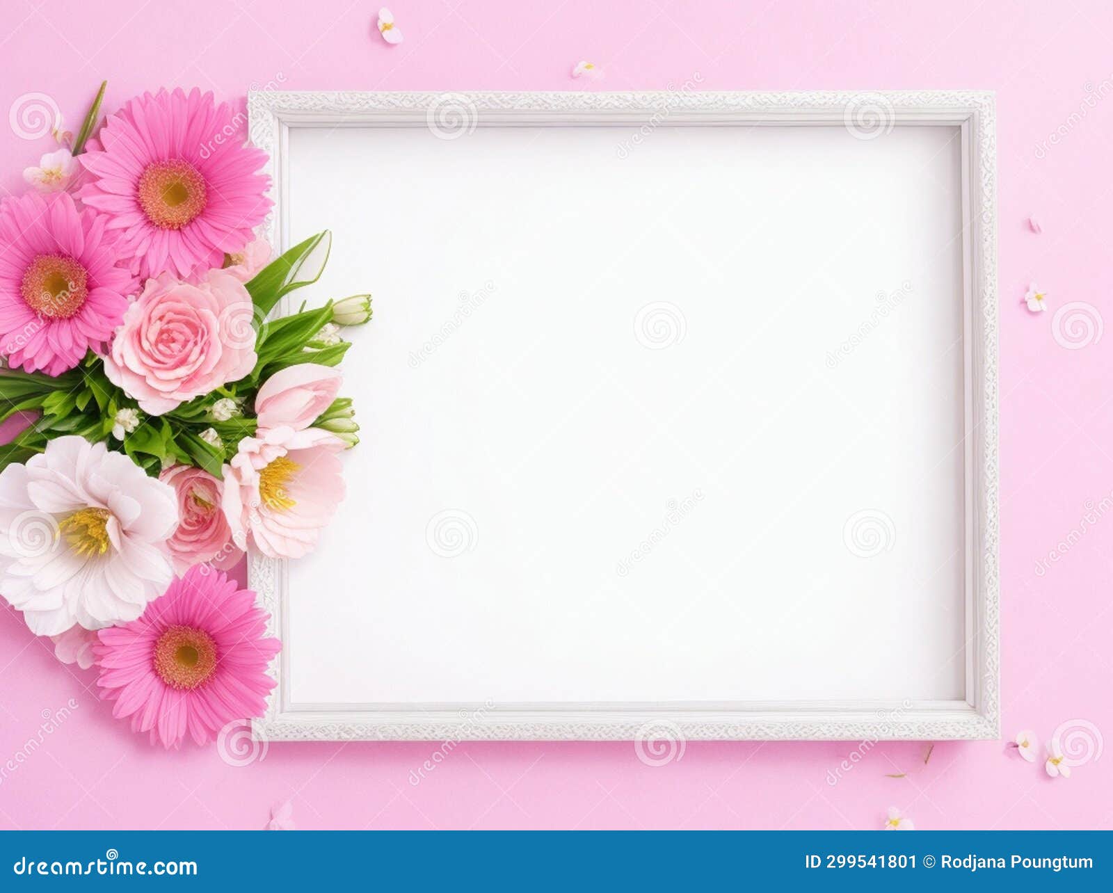 Frame Template with Colorful Pink Floral Pattern on the Top Stock ...
