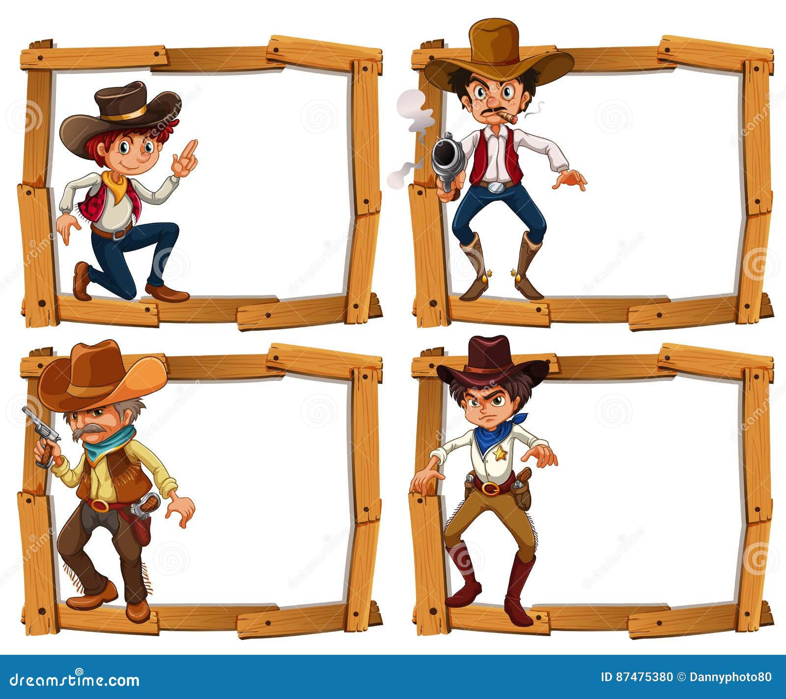 Frame Template with Cowboys Stock Vector - Illustration of western ...