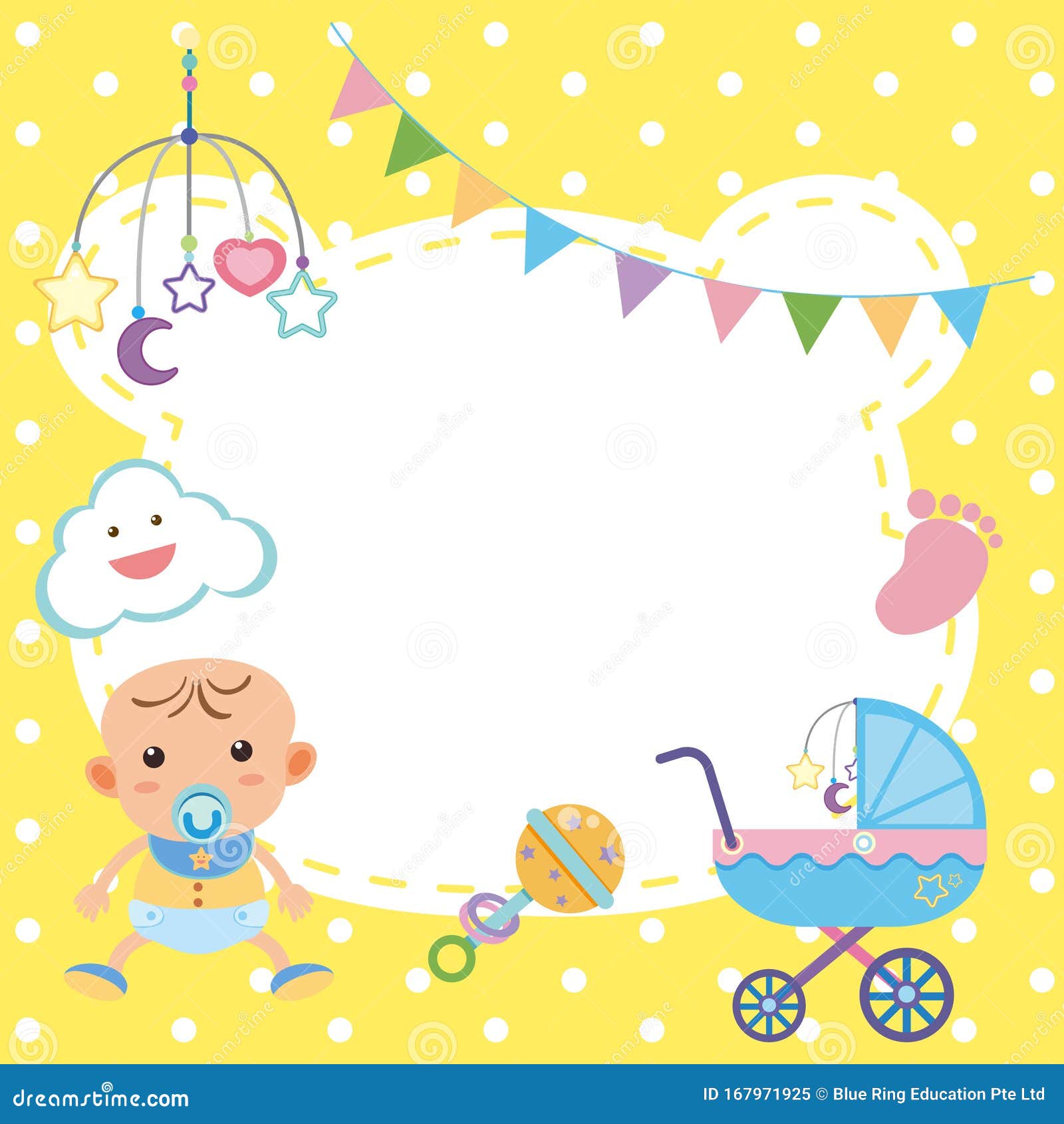 Frame Template Design with Baby Boy Stock Vector - Illustration of ...