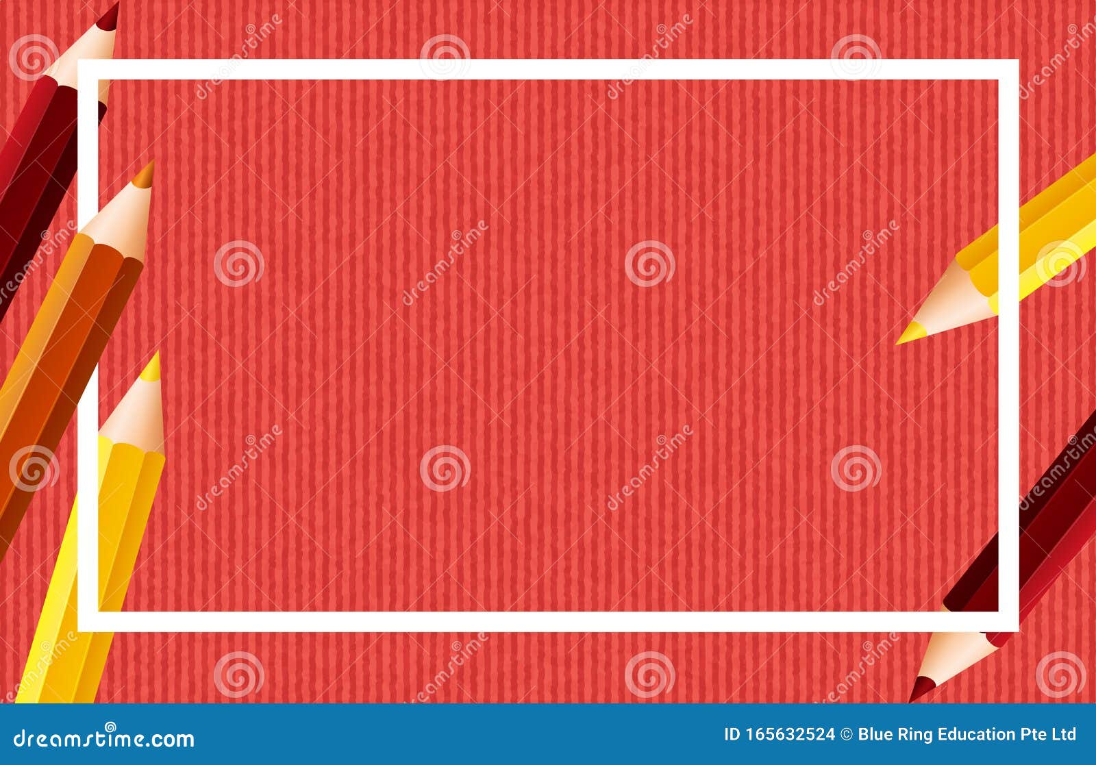 Frame Template Design with Color Pencils on Red Stock Illustration ...