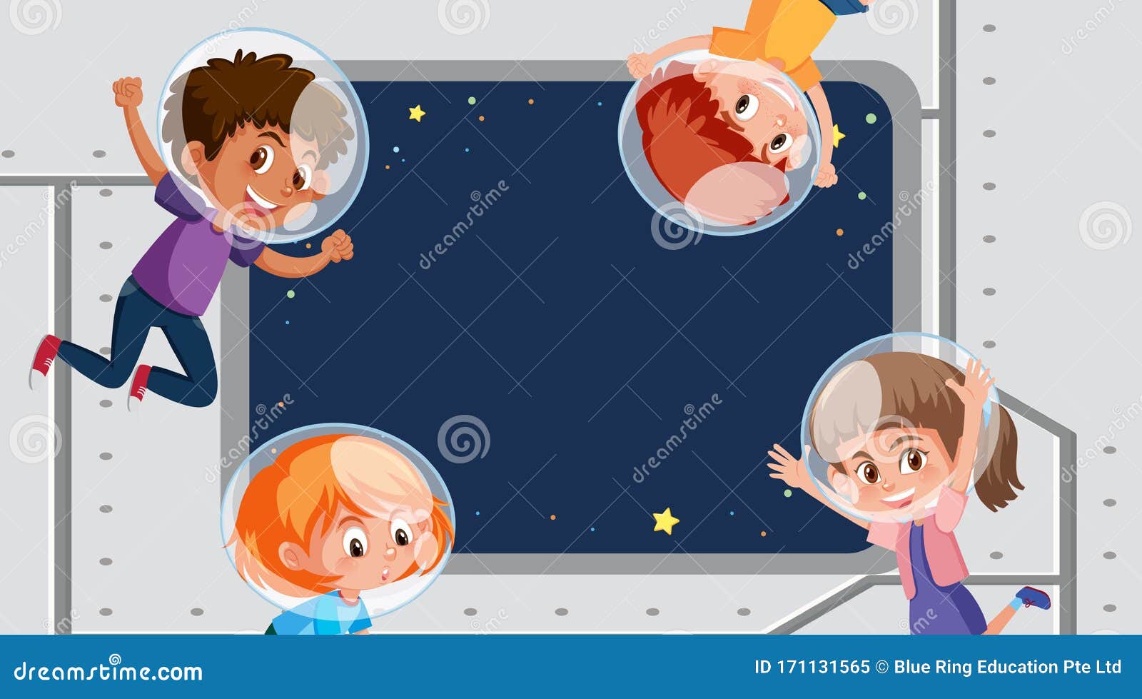 Frame Template Design with Kids in Space in Background Stock ...