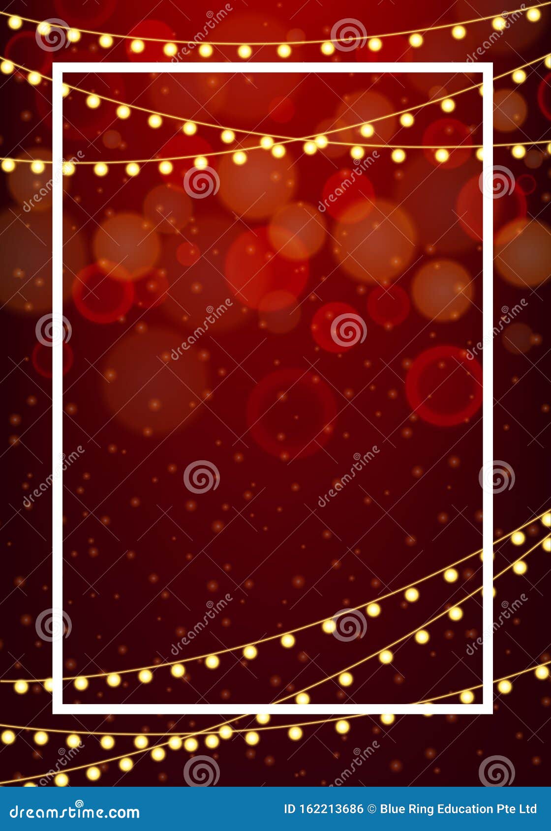 Frame Template Design with Lights on Red Background Stock Vector ...