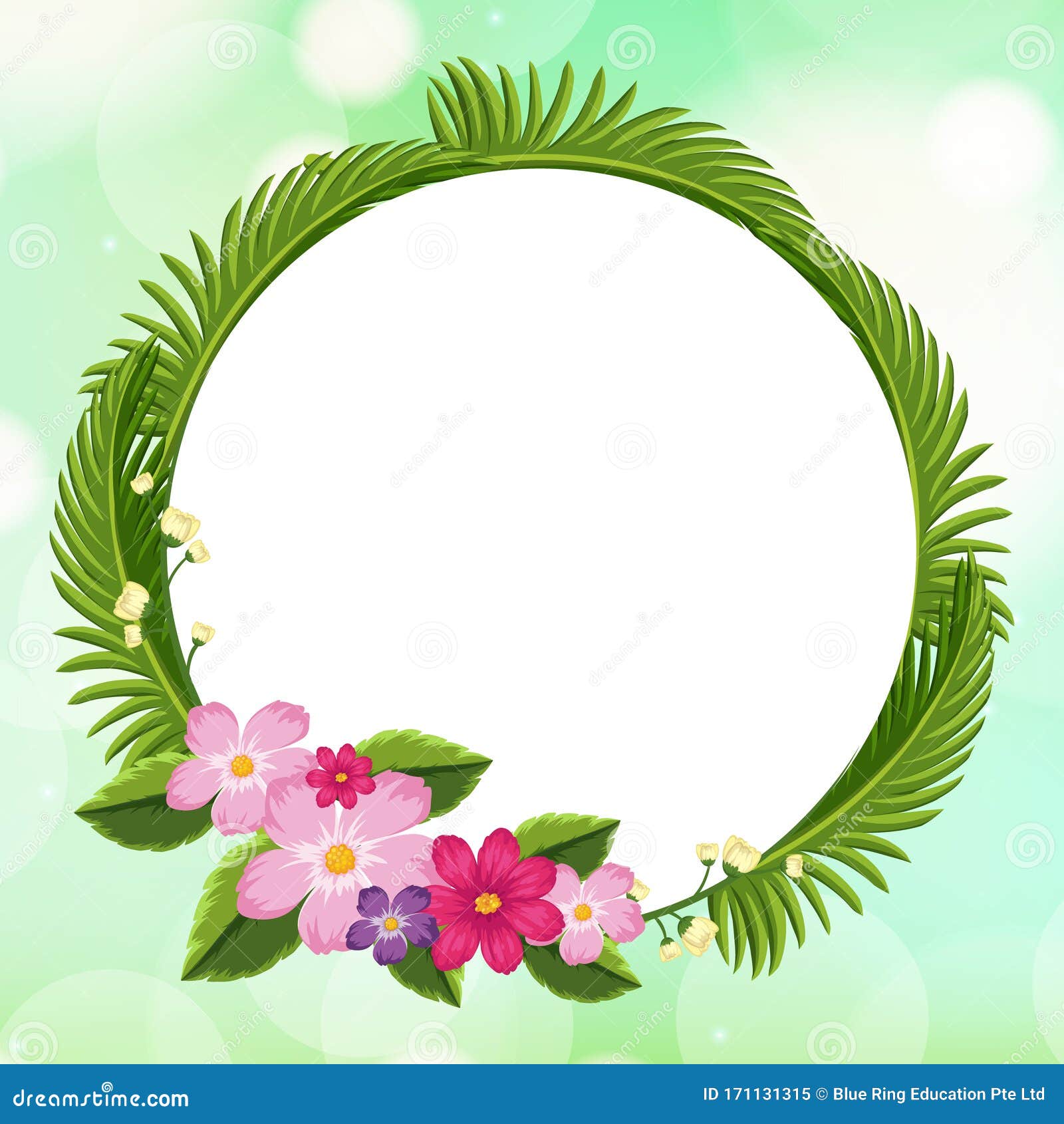 Frame Template Design with Pink Flowers Stock Illustration ...