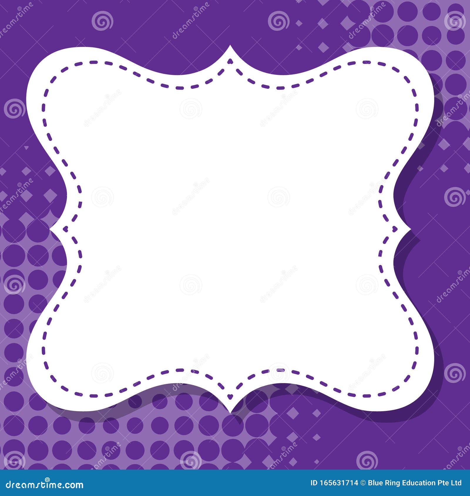 Frame Template Design with Purple Dots Background Stock Illustration ...