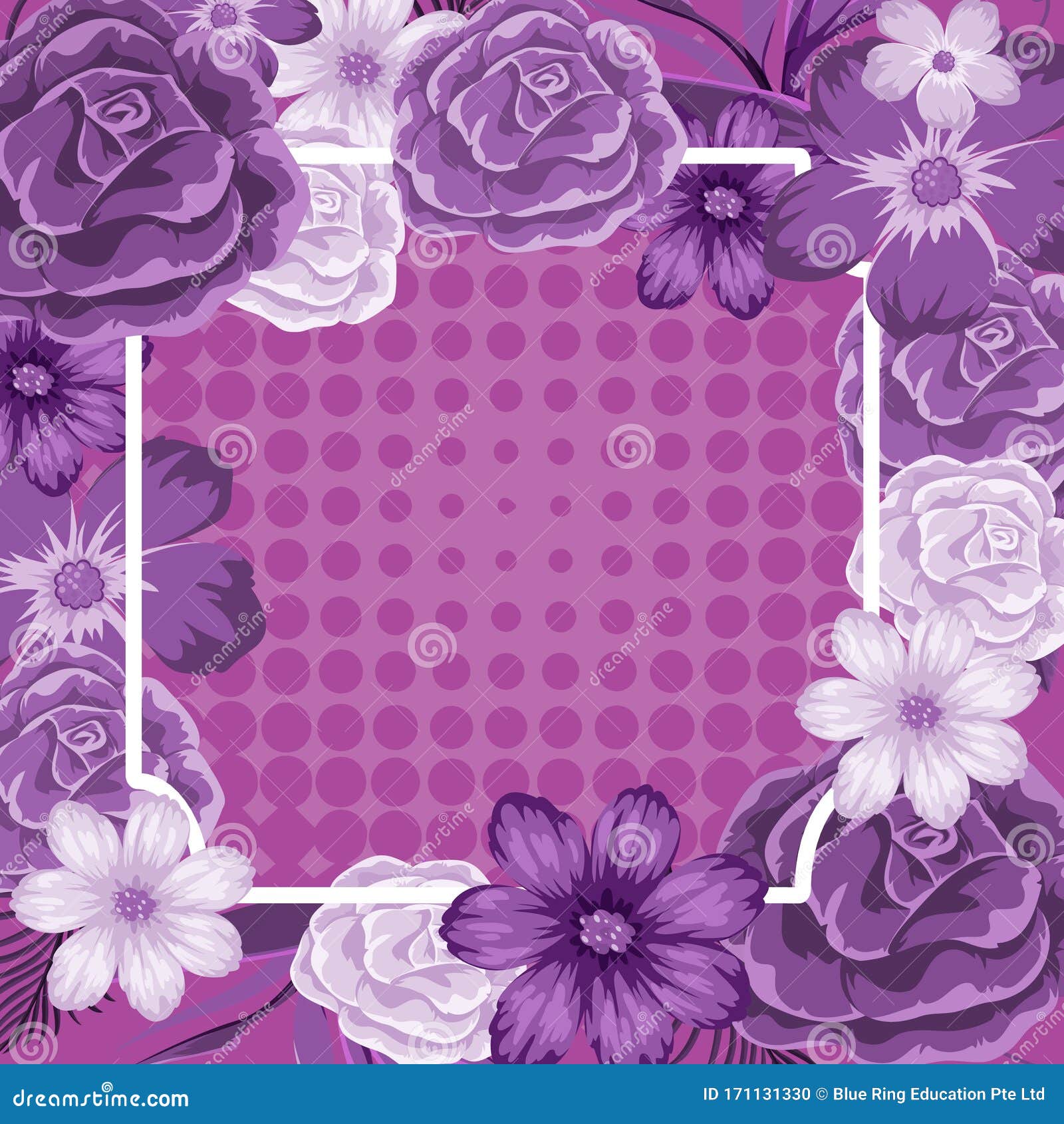 Frame Template Design with Purple Flowers Stock Illustration ...