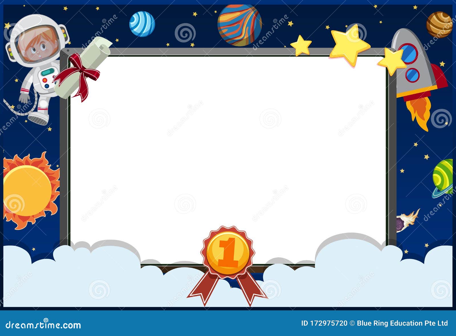 Frame Template Design with Space Theme Stock Vector - Illustration of ...