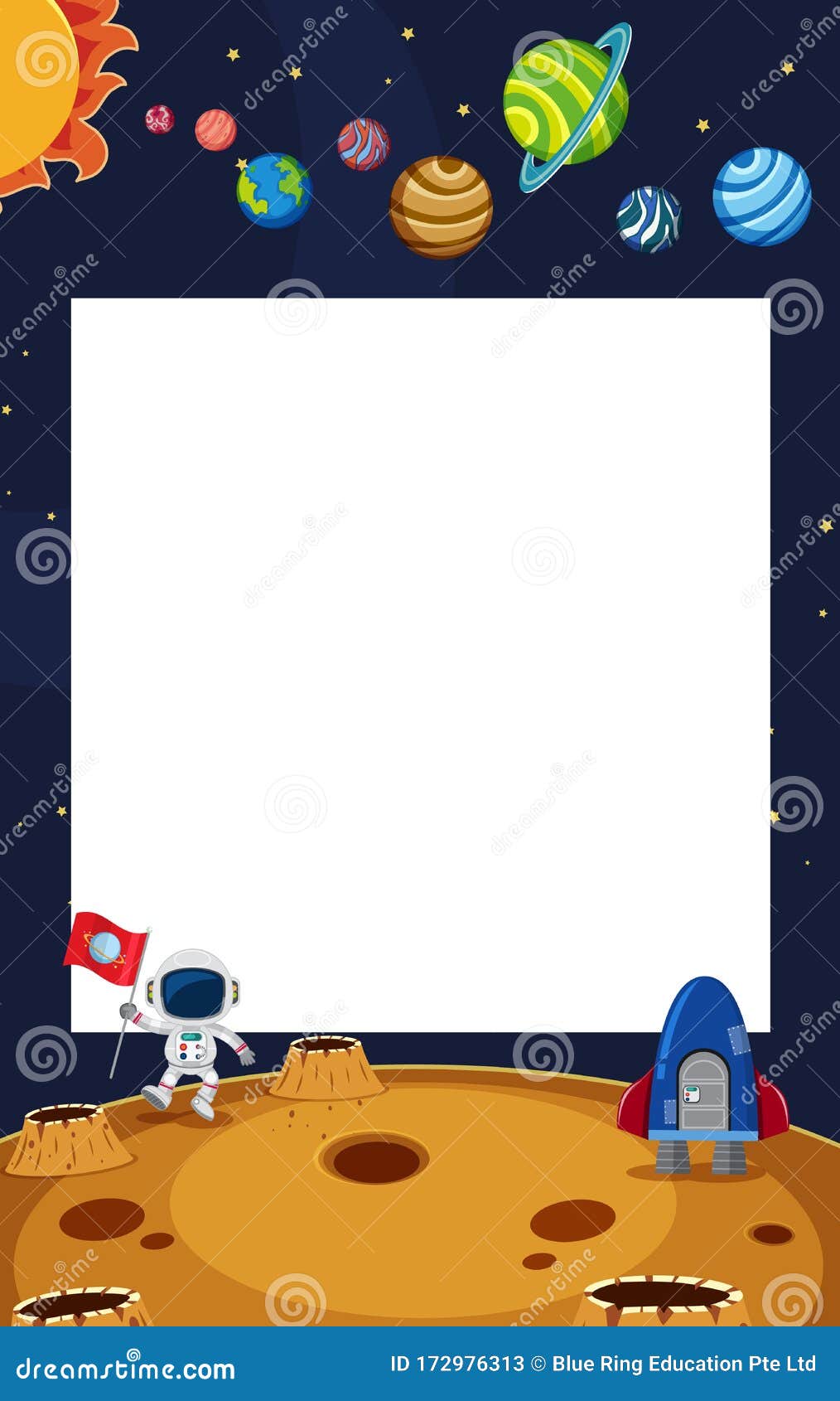 Frame Template Design with Space Theme Stock Vector - Illustration of ...