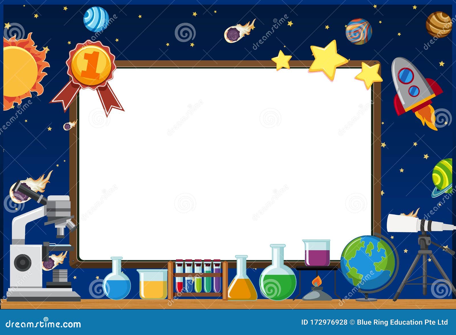 Frame Template Design with Space Theme Stock Vector - Illustration of ...
