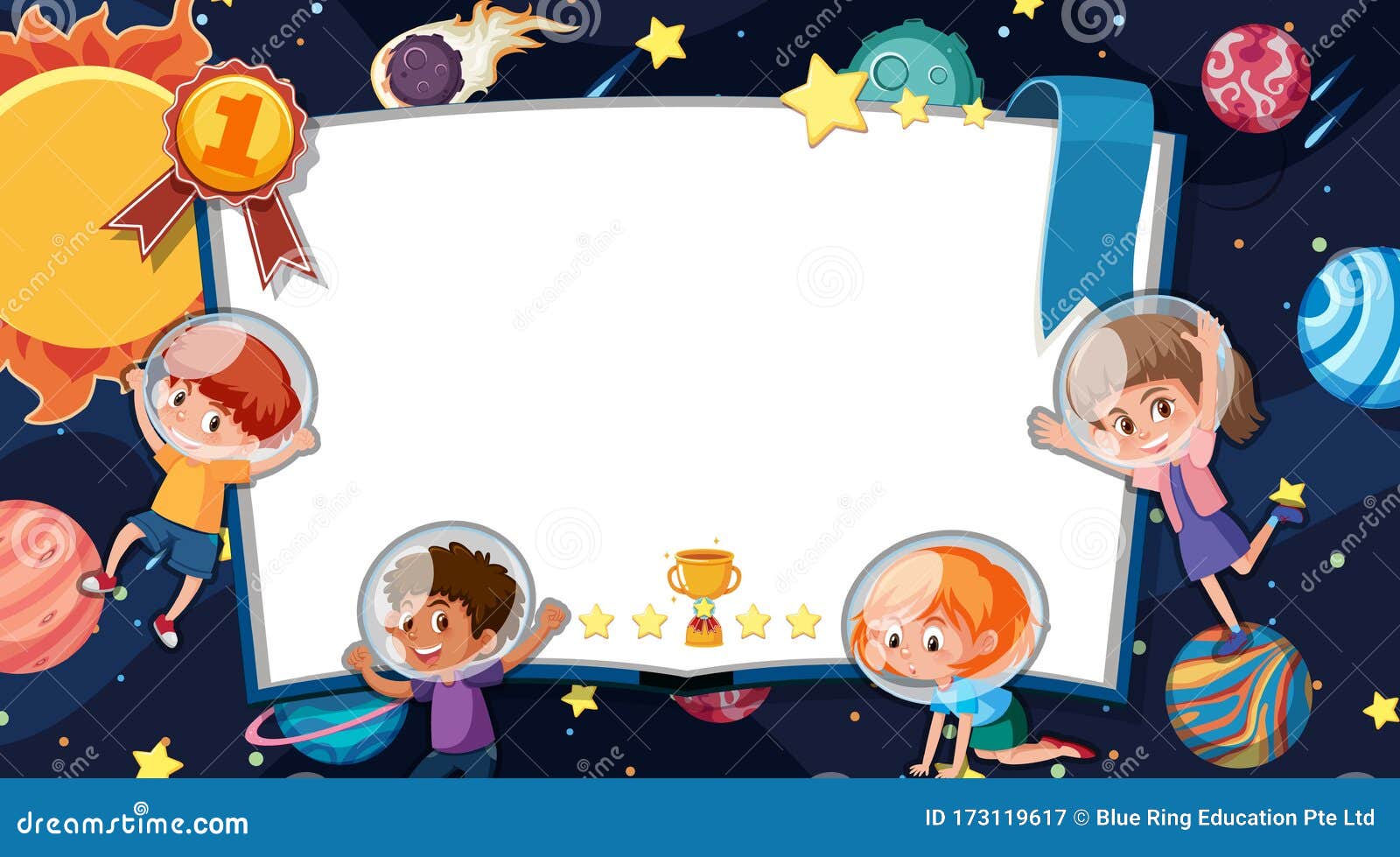 Frame Template Design with Space Theme Stock Vector - Illustration of ...