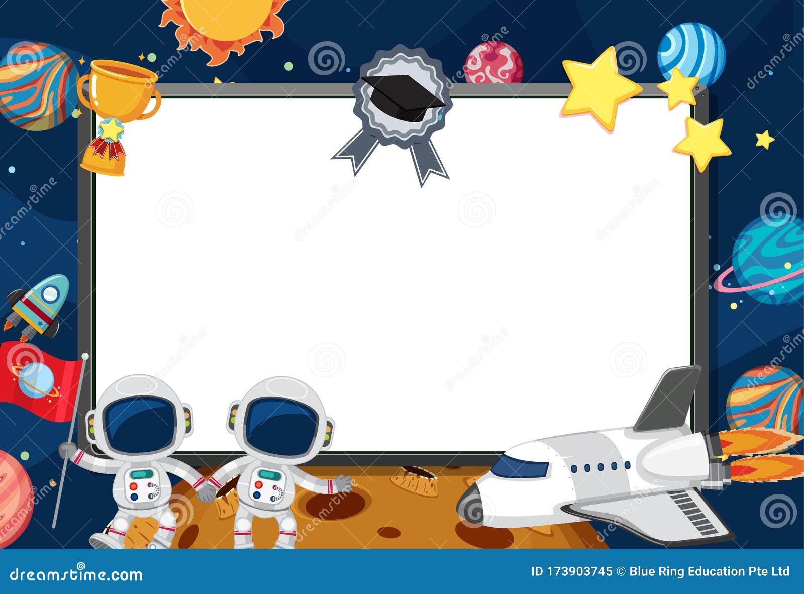 Frame Template Design with Space Theme Stock Vector - Illustration of ...