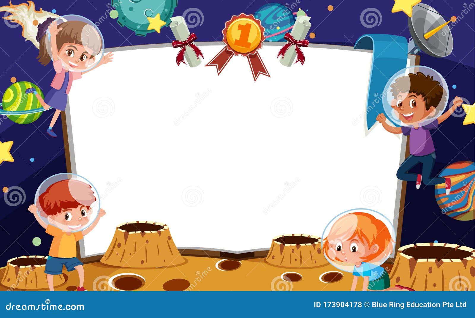 Frame Template Design with Space Theme Stock Vector - Illustration of ...