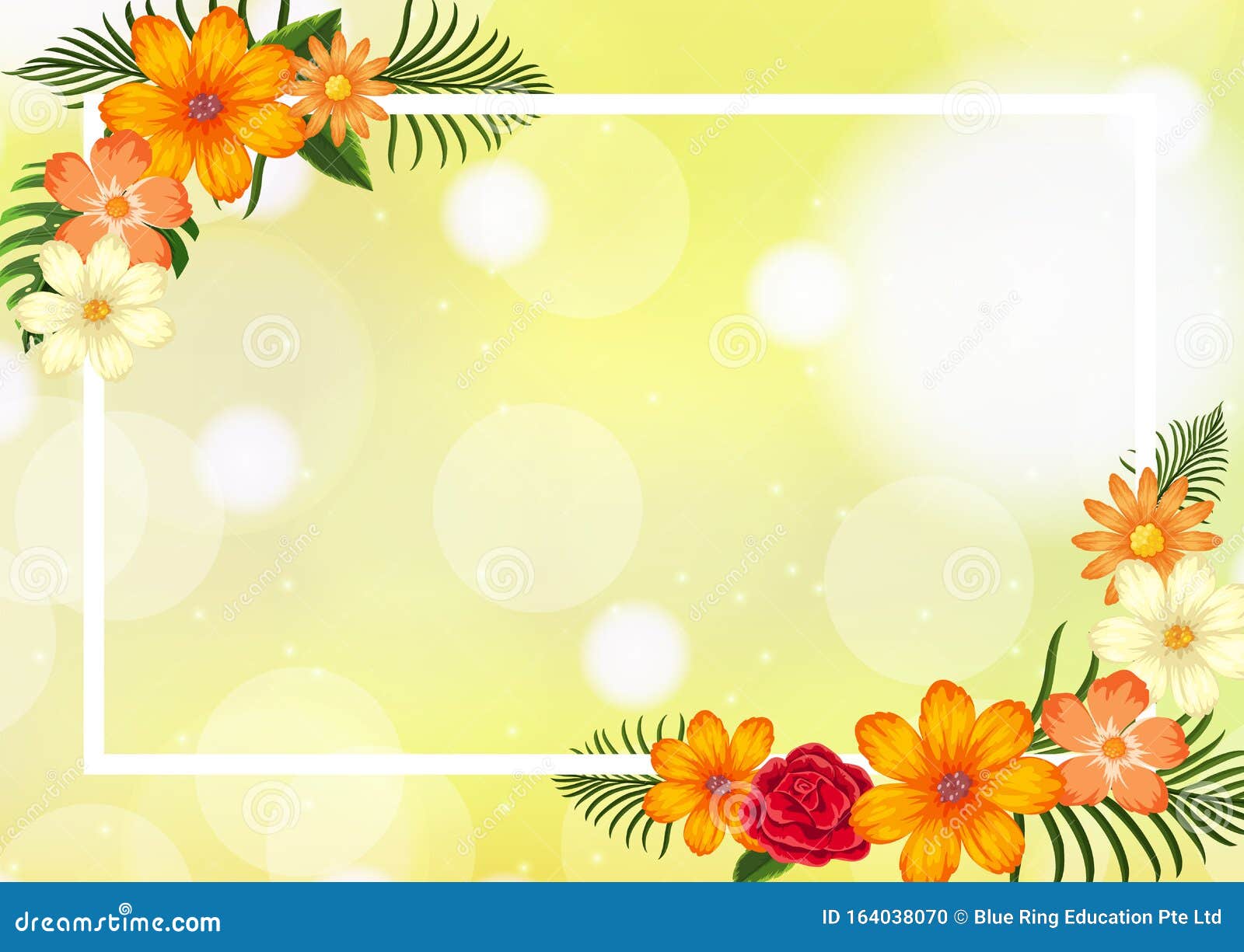 Frame Template Design with Yellow Flowers Stock Vector - Illustration ...