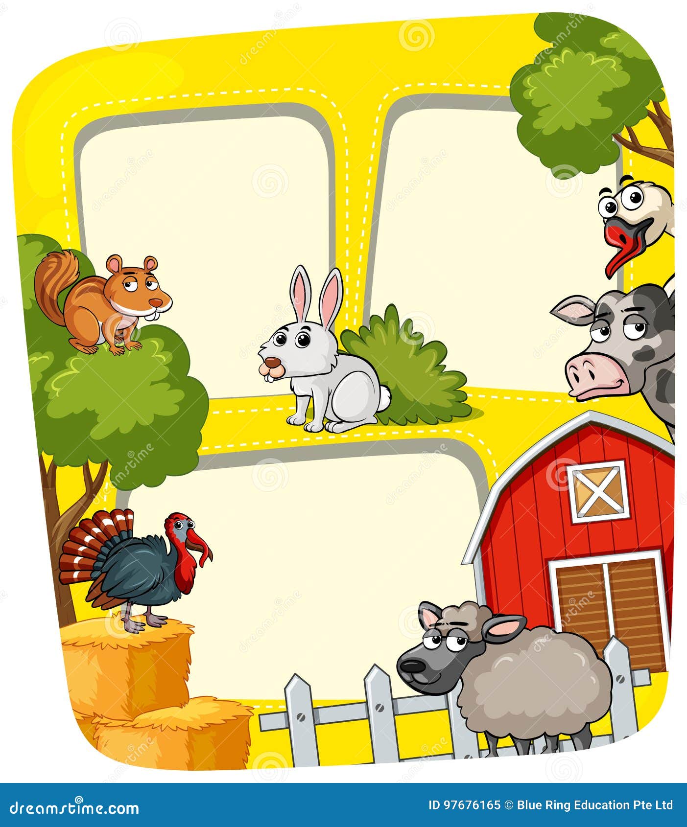 Frame Template with Farm Animals Stock Vector - Illustration of sheep ...