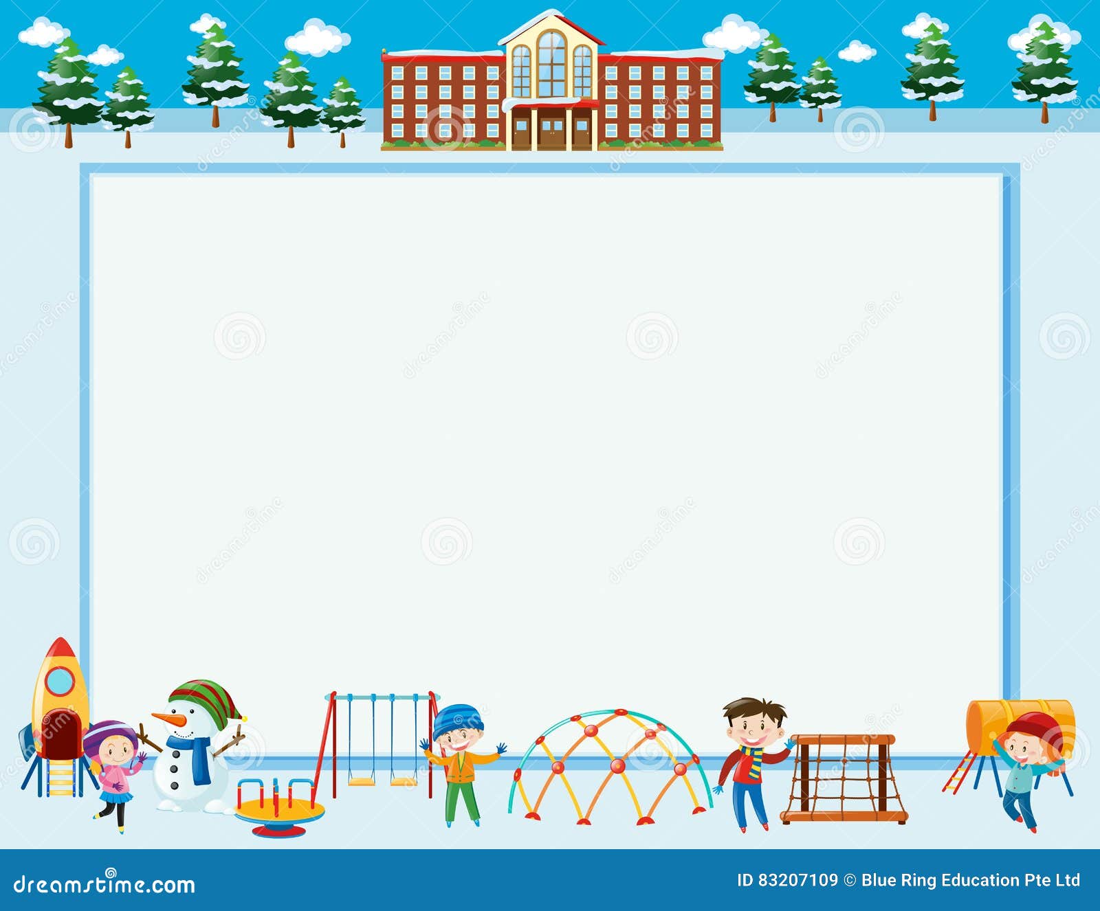 Frame Template with Kids in Winter Stock Vector - Illustration of ...