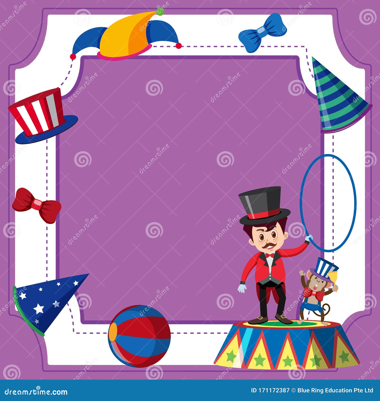 Frame Template with Ring Master and Monkey Stock Illustration ...