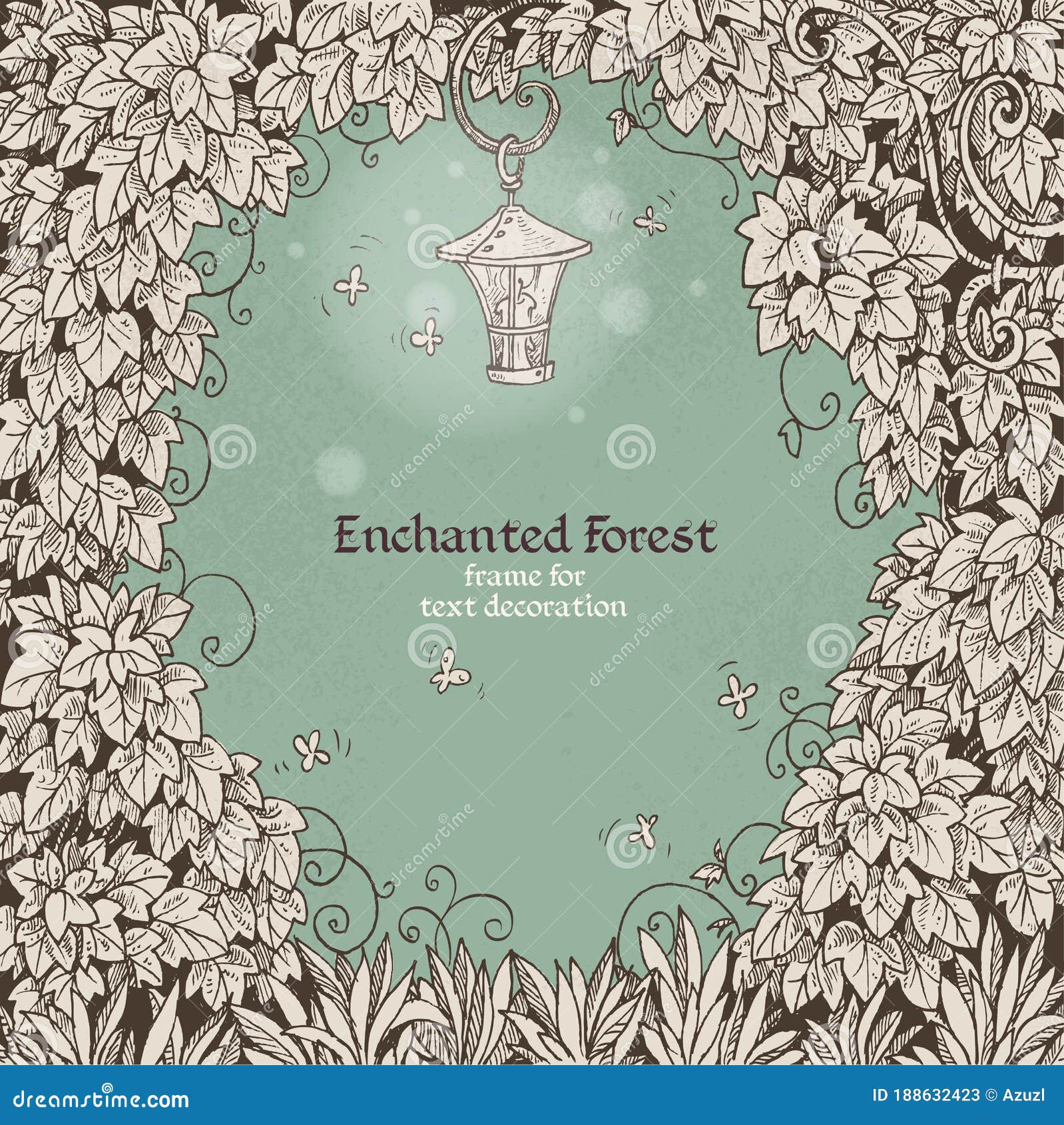 Frame for Text Decoration Enchanted Forest Stock Vector - Illustration ...