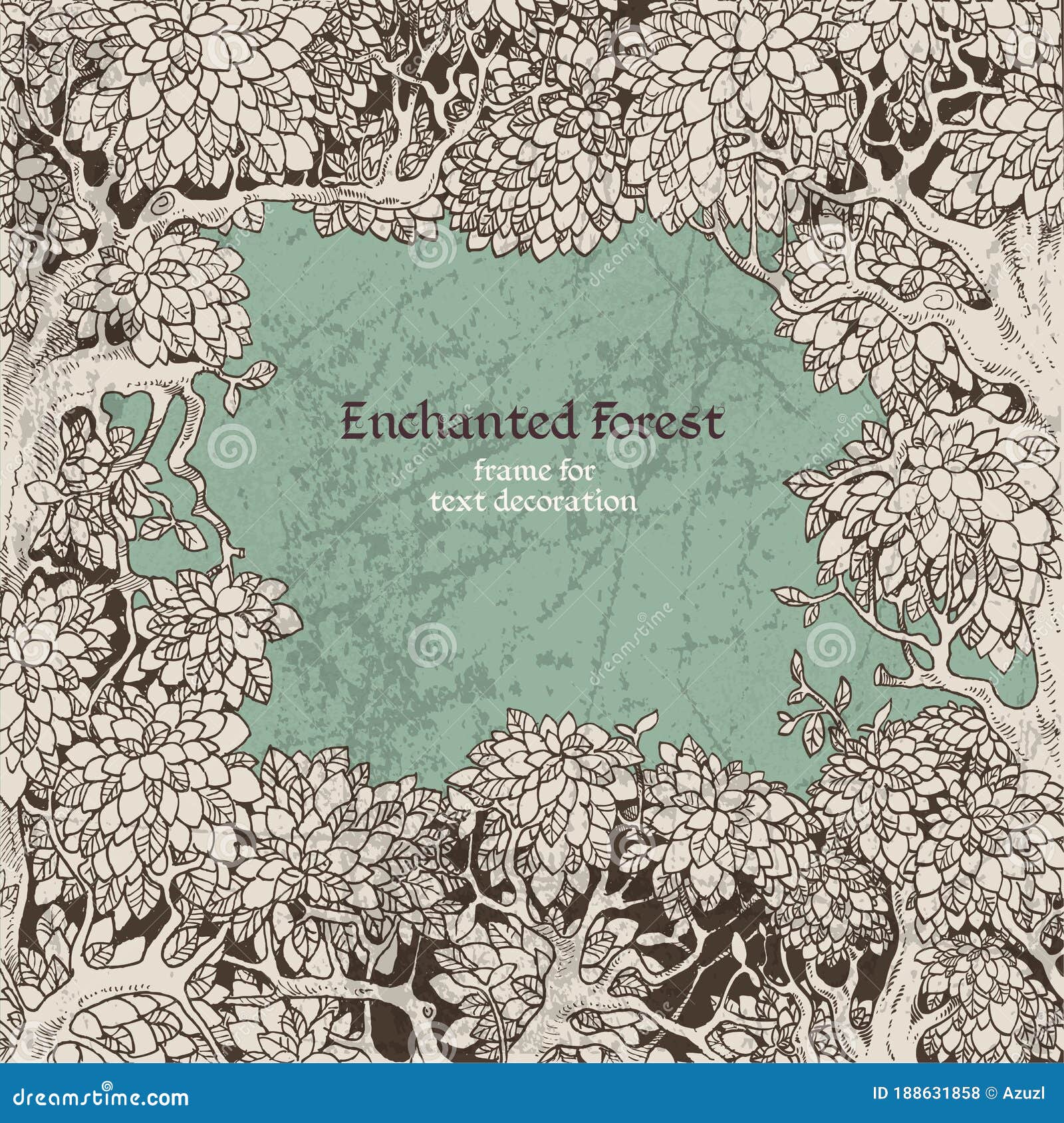 Frame for Text Decoration Enchanted Forest Stock Vector - Illustration ...