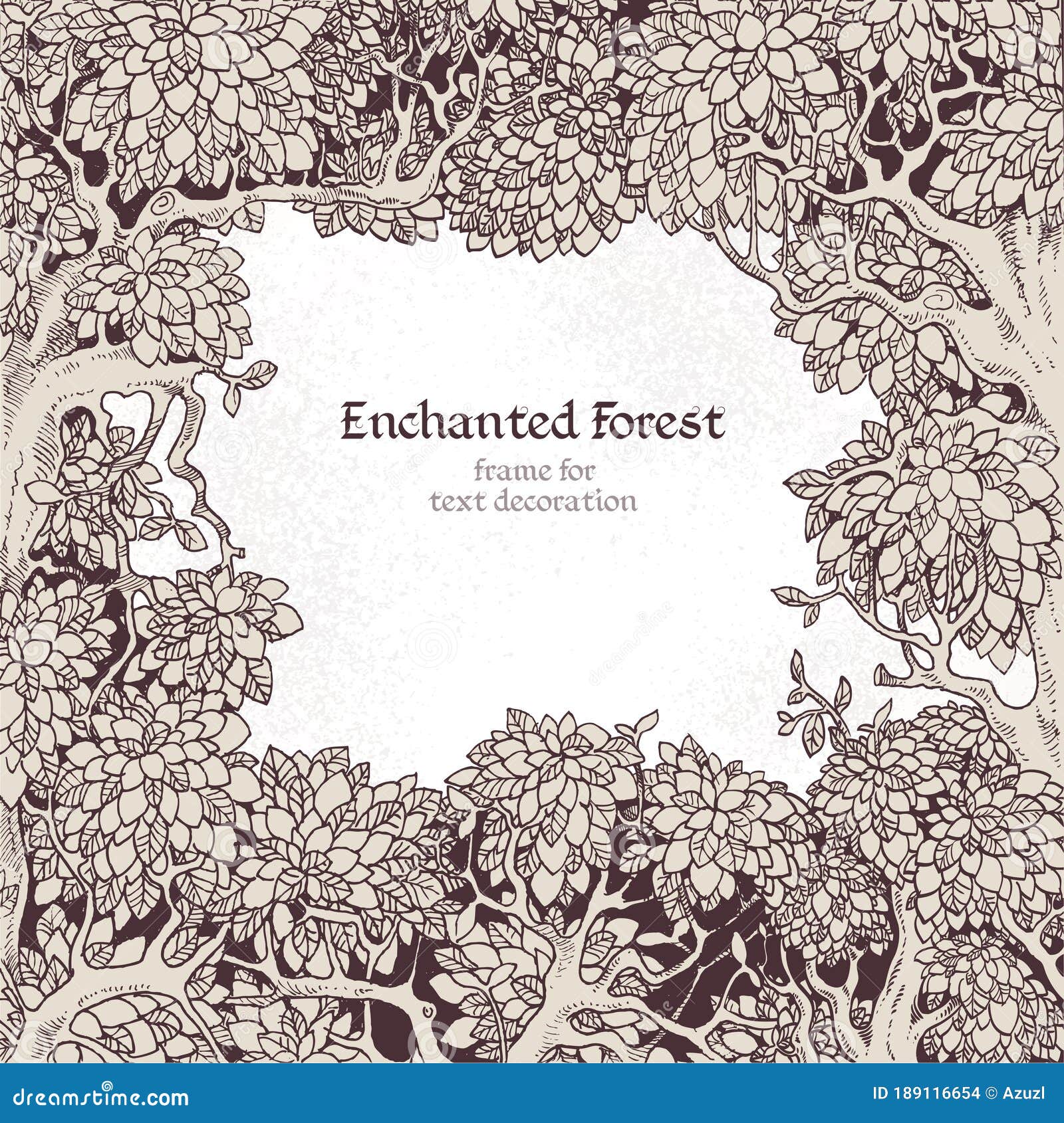 Frame for Text Decoration Enchanted Forest Stock Vector - Illustration ...