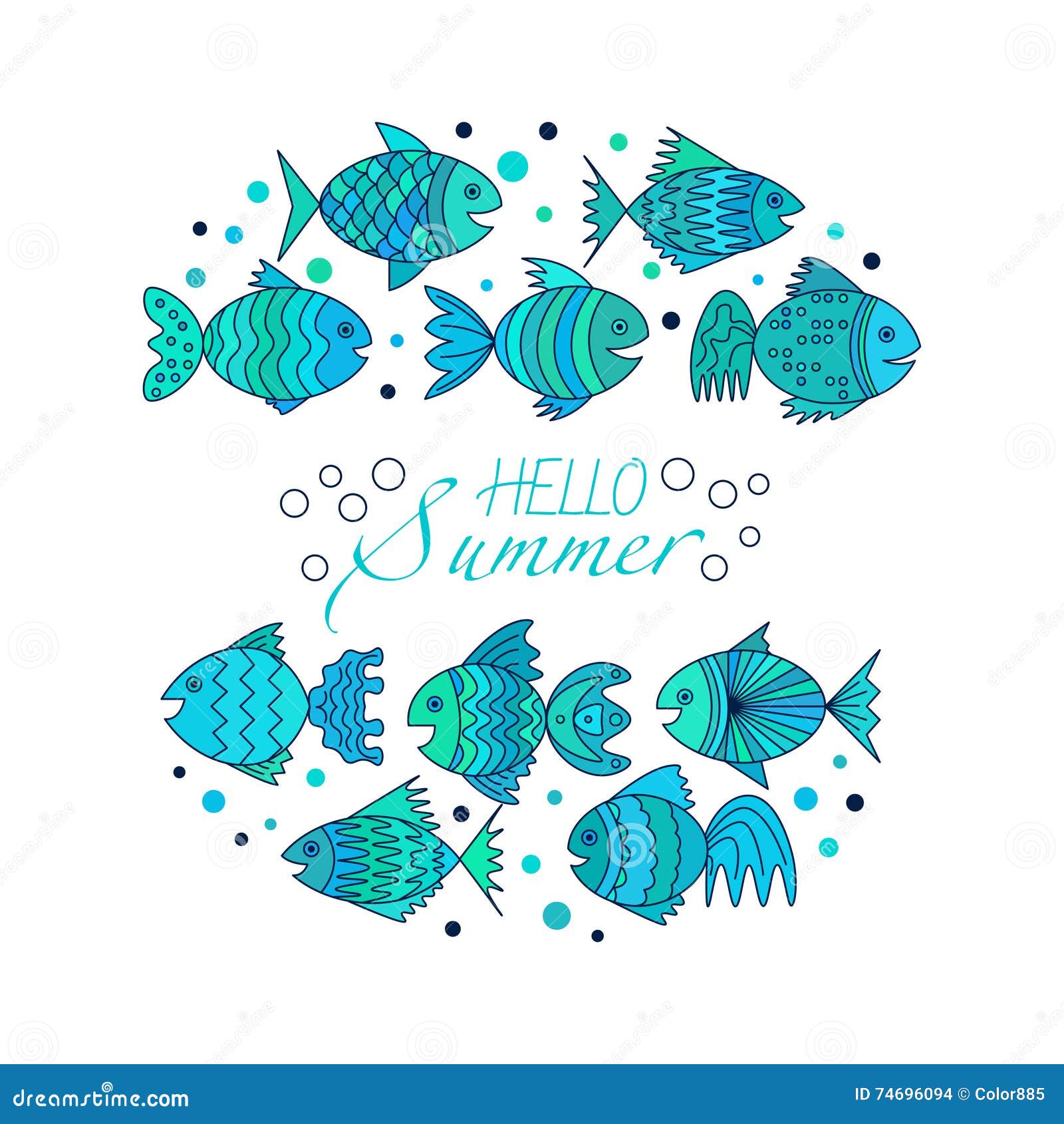 Frame for text with fish stock vector. Illustration of animal - 74696094