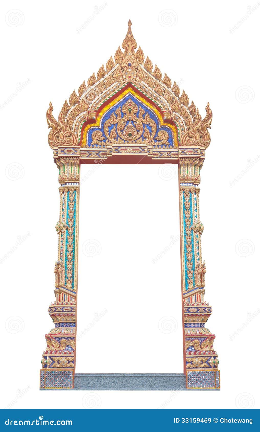 Frame of Thai Ancient Gate Art Stock Image - Image of carved ...