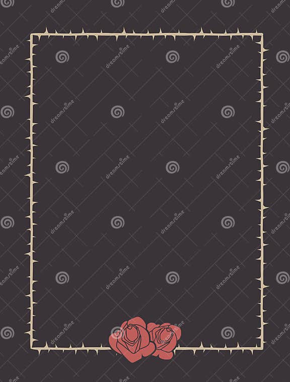 Frame of Thorns with Two Roses on Its Bottom, Isolated on Dark ...