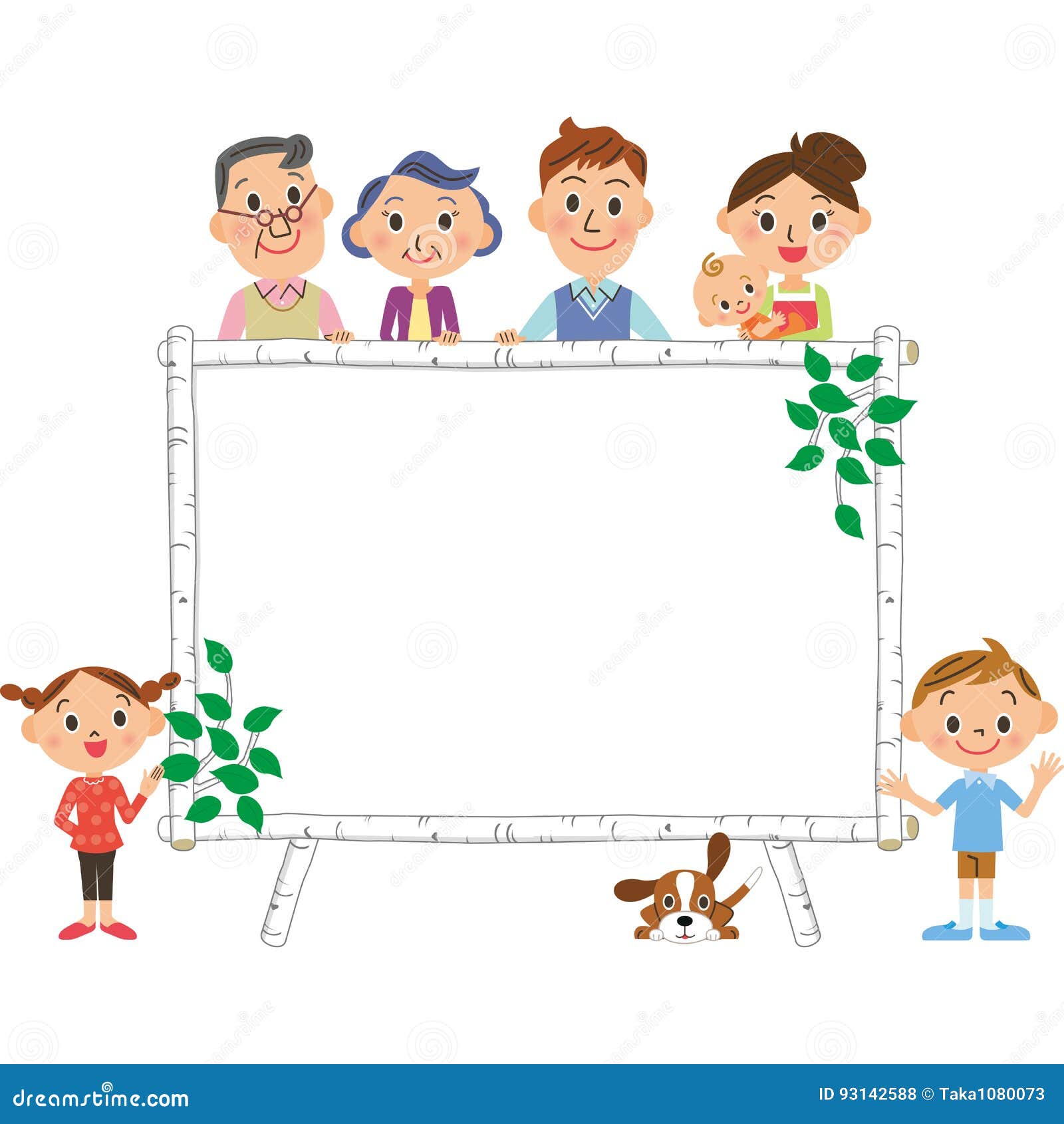 Frame Three-generation Family Stock Vector - Illustration of message ...