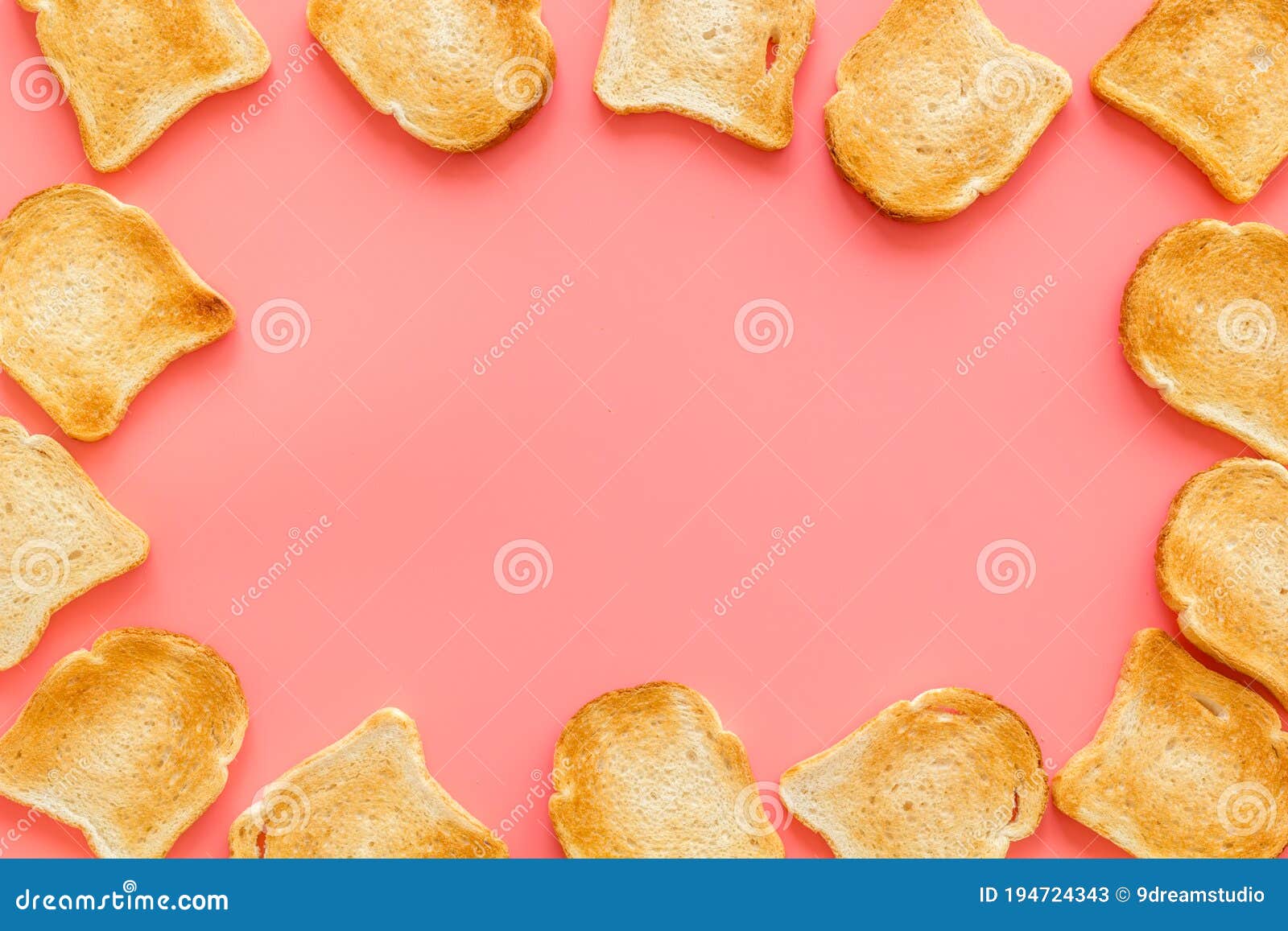 Frame of Toast Bread with Space for Text, Top View Stock Image - Image ...