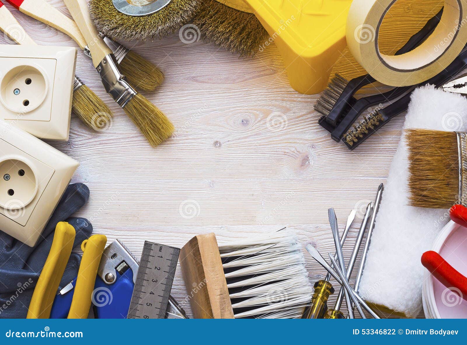 Frame of Tools for Repairing Stock Photo - Image of objects, painters ...