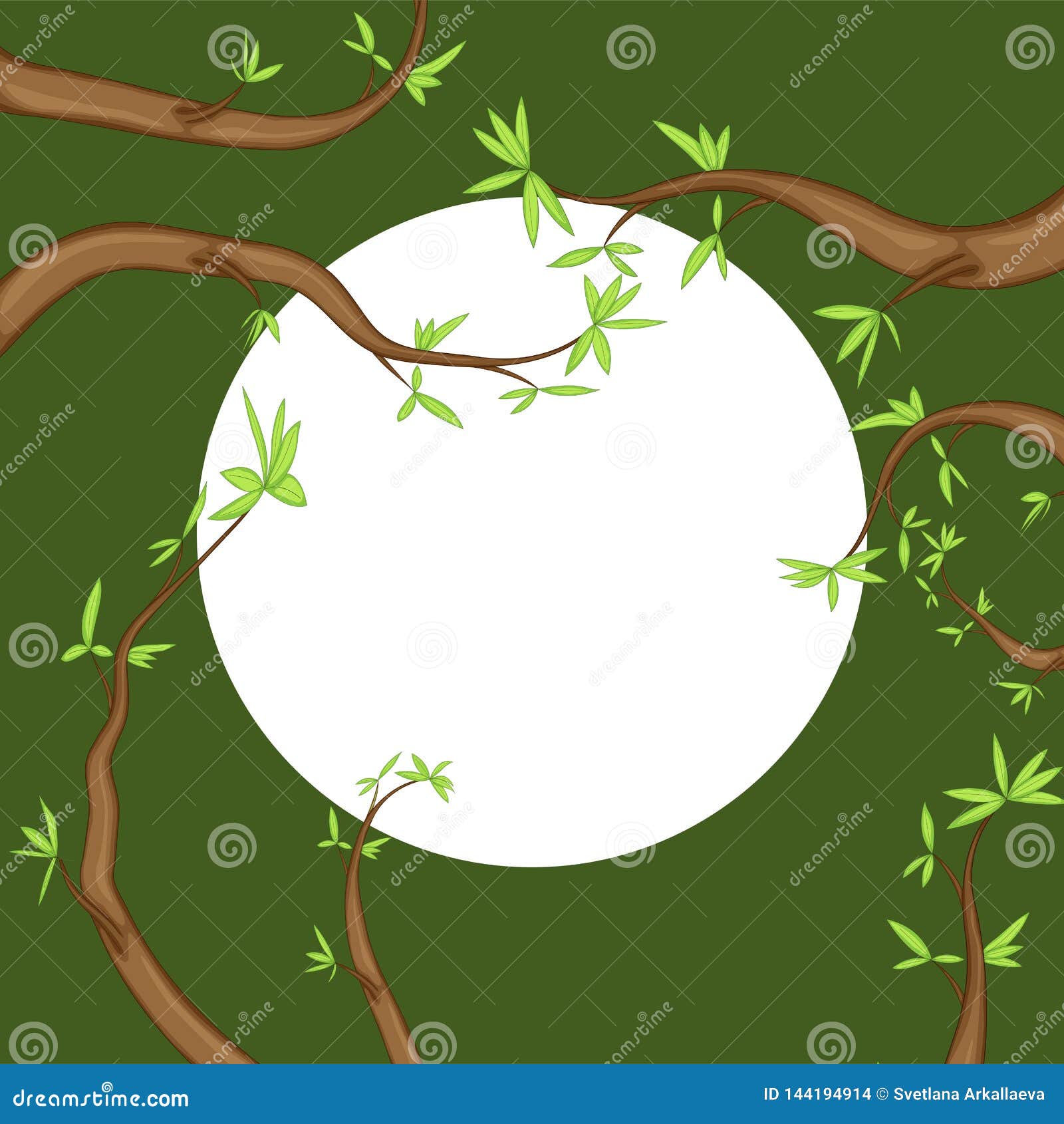 Frame of Tree Branches, Vector Graphics. Beautiful Frames Stock ...