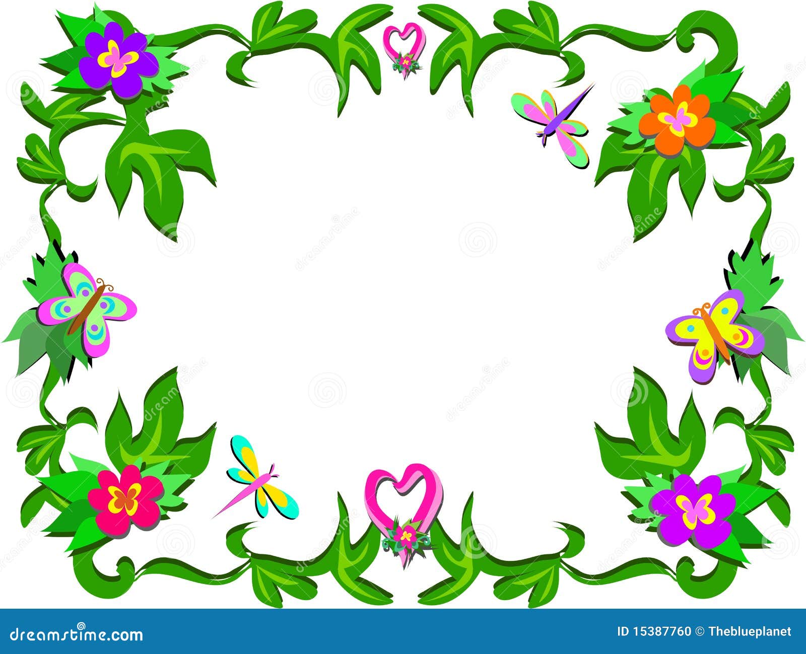 Frame of Tropical Flowers and Hearts Stock Vector - Illustration of ...